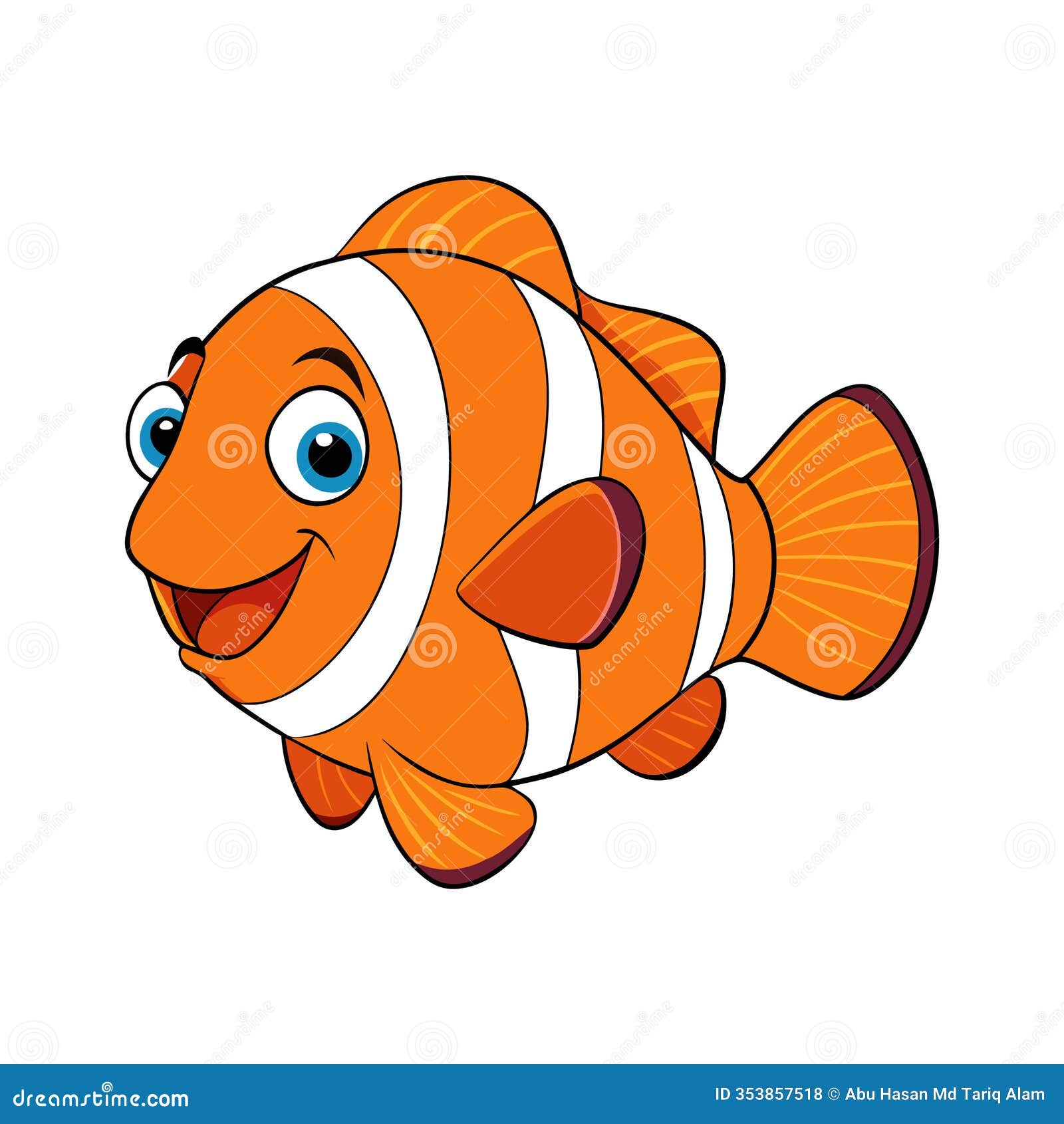 A Happy Clownfish Isolated on White Stock Illustration - Illustration ...
