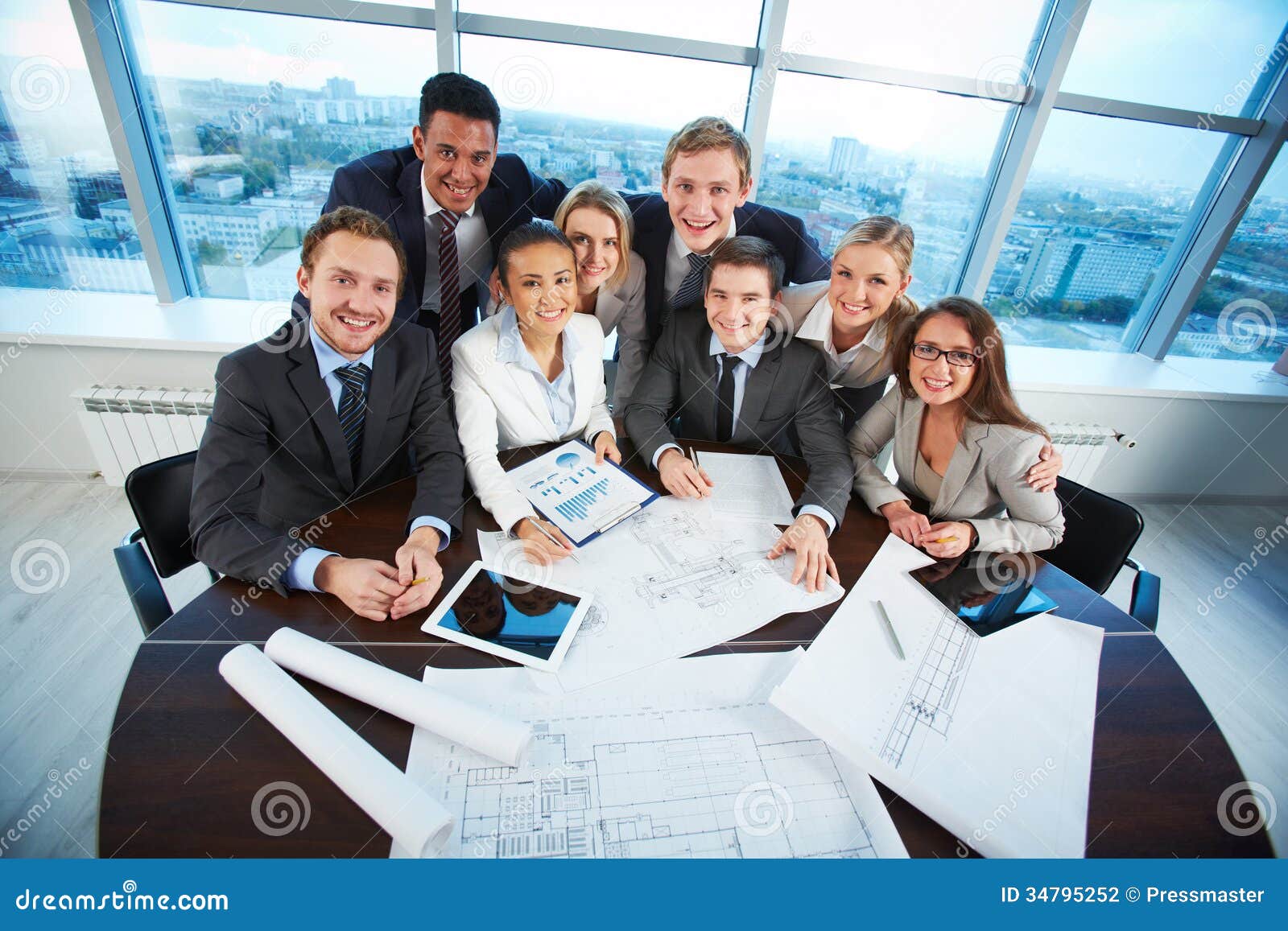 Happy co-workers stock photo. Image of contemporary, company - 34795252