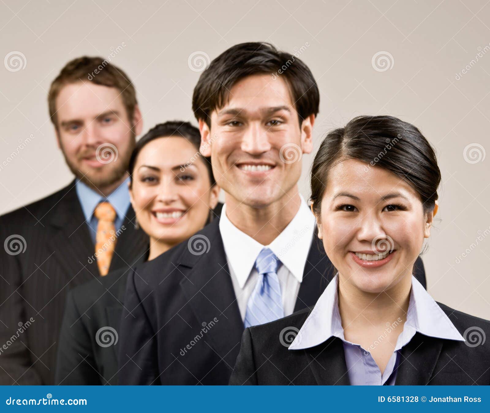Happy Co-workers Wearing Suits and Posing Stock Photo - Image of ...