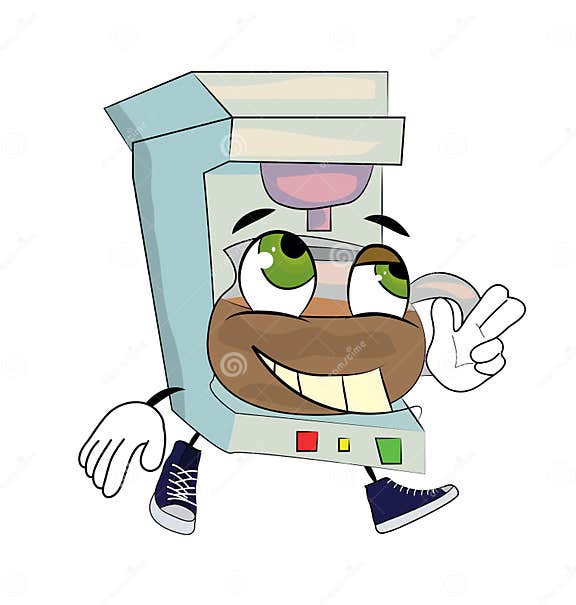 Happy Coffee maker cartoon stock illustration. Illustration of happy ...