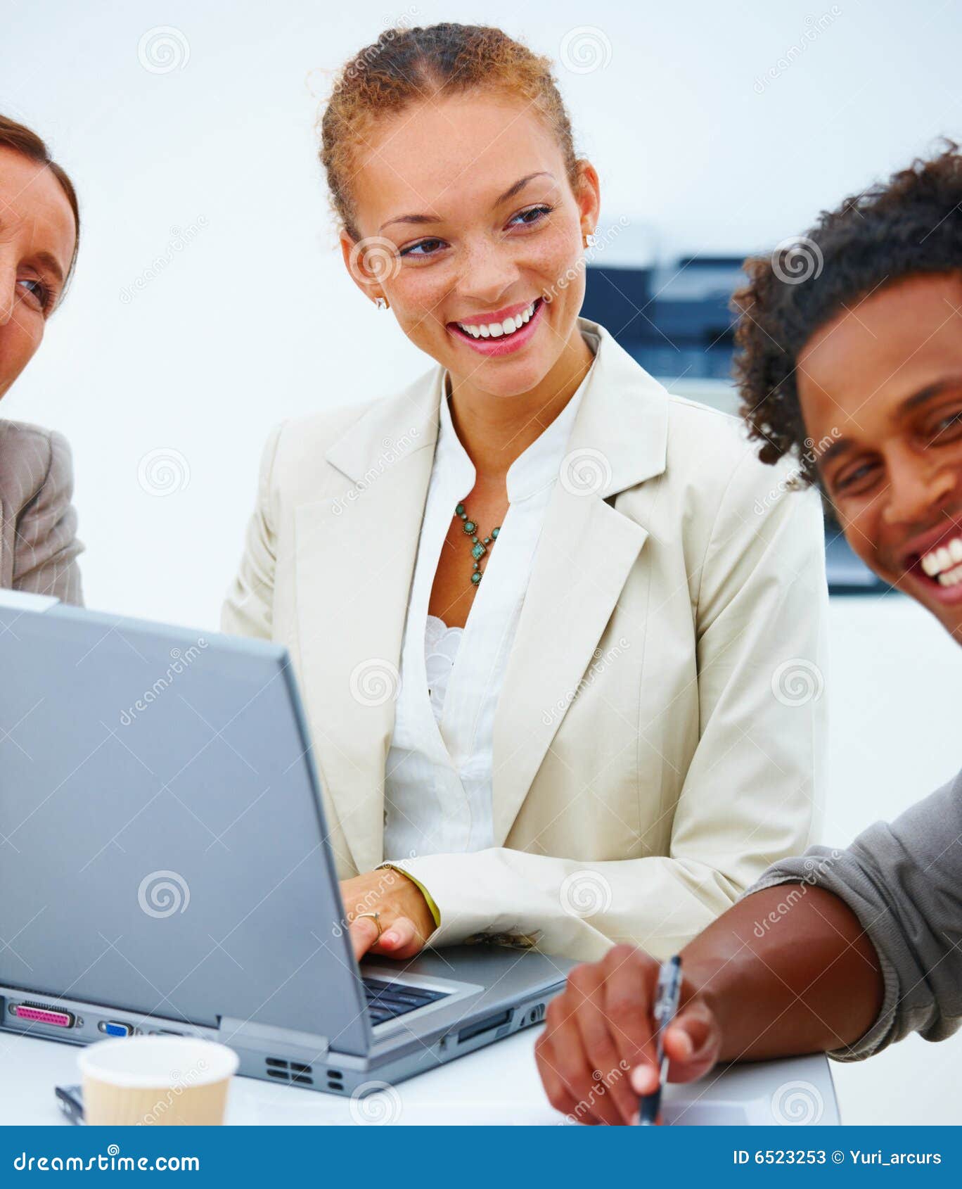 Happy Colleagues Having a Business Meeting Stock Image - Image of ...