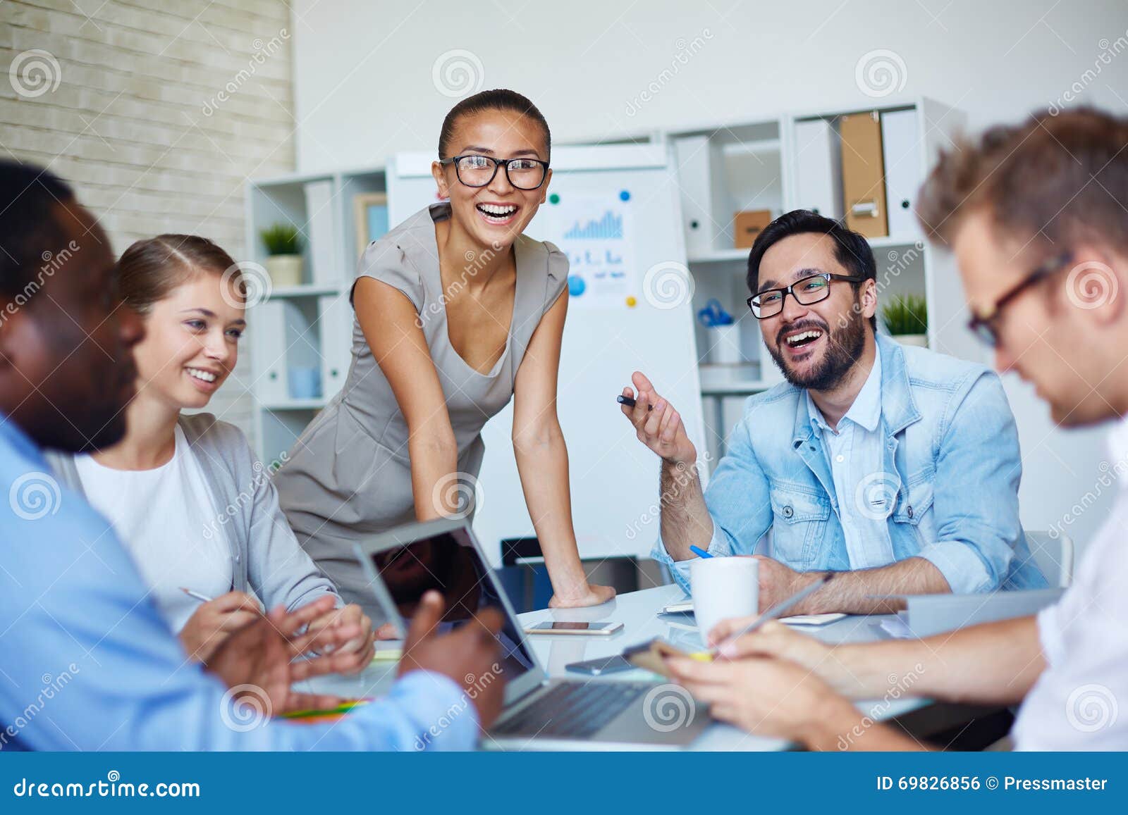 Happy colleagues stock photo. Image of consulting, confident - 69826856