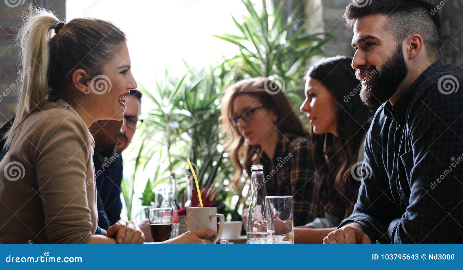 Happy Colleagues from Work Socializing in Restaurant Stock Image ...