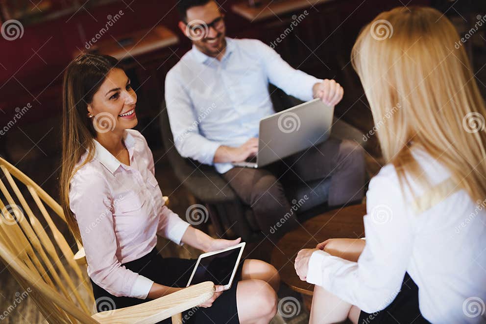 Happy Colleagues from Work Socializing in Restaurant Stock Image ...