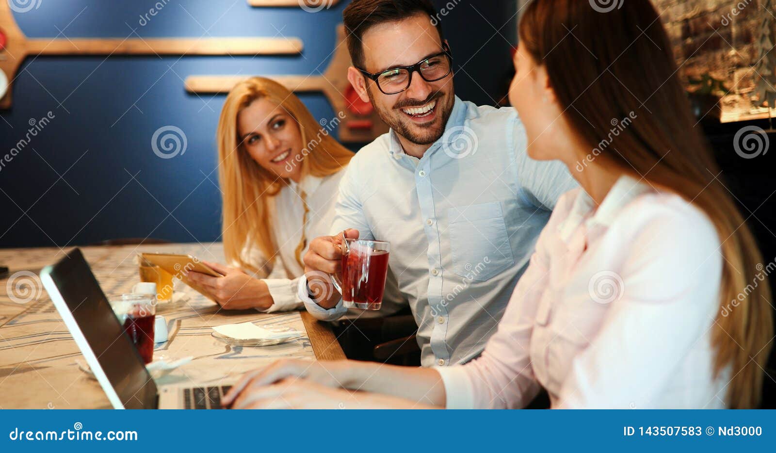 Happy Colleagues from Work Socializing in Restaurant Stock Image ...