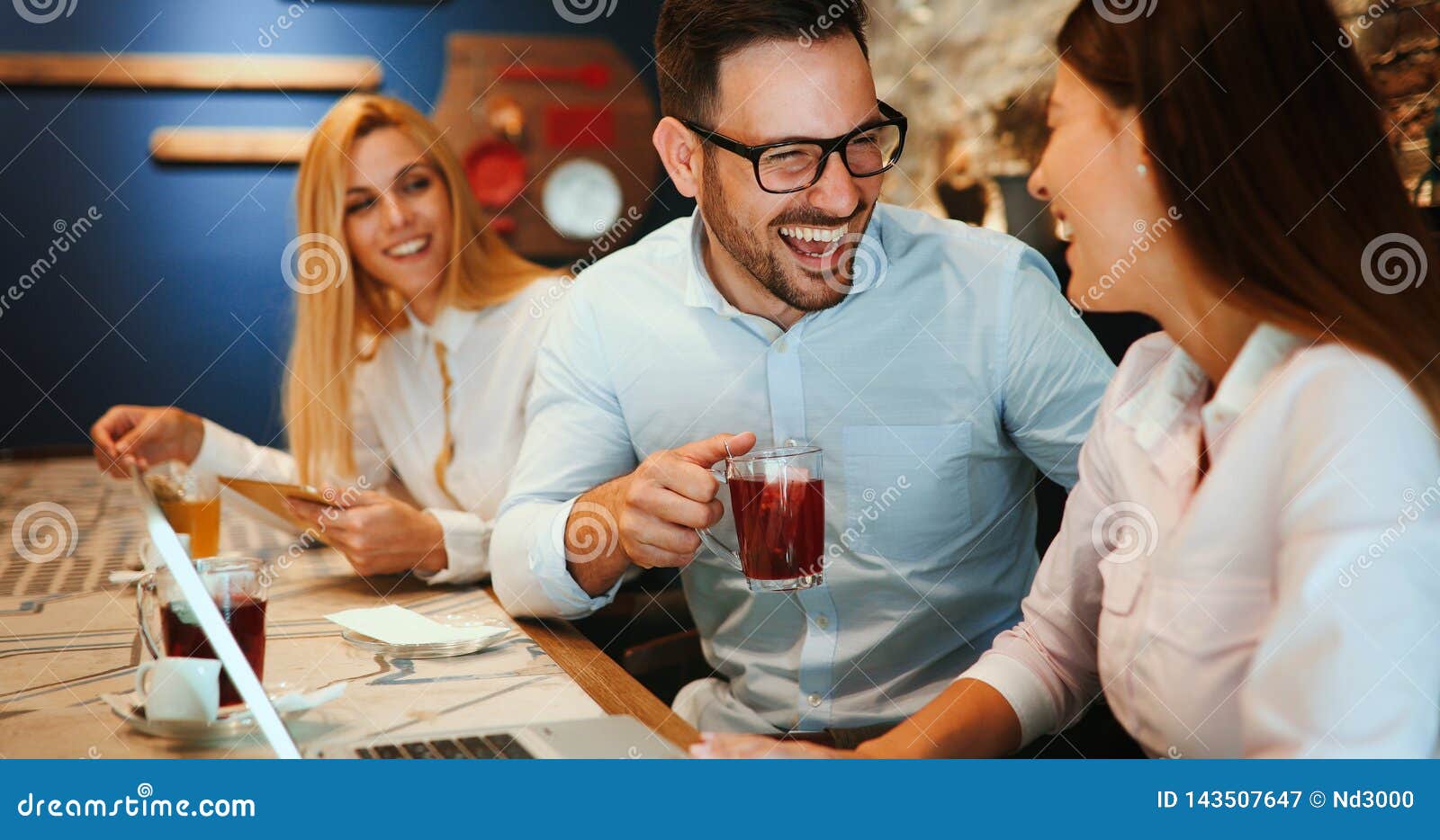 Happy Colleagues from Work Socializing in Restaurant Stock Image ...