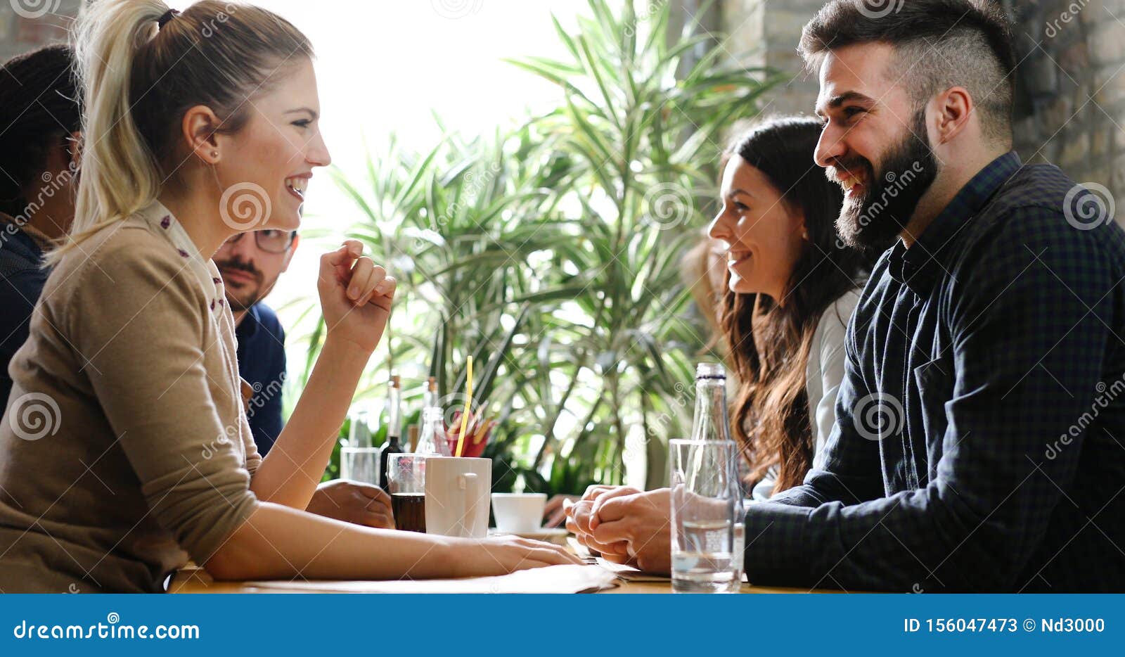 Happy Colleagues from Work Socializing in Restaurant Stock Image ...