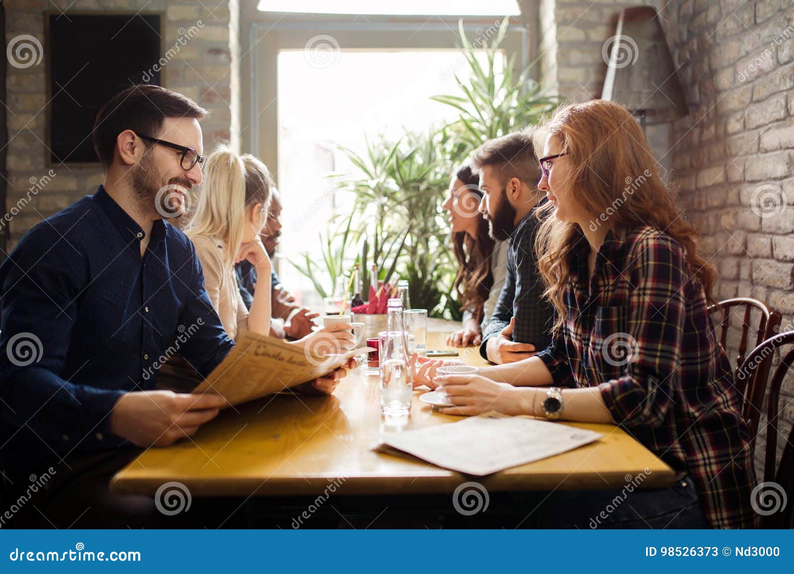 Happy Colleagues from Work Socializing in Restaurant Stock Image ...