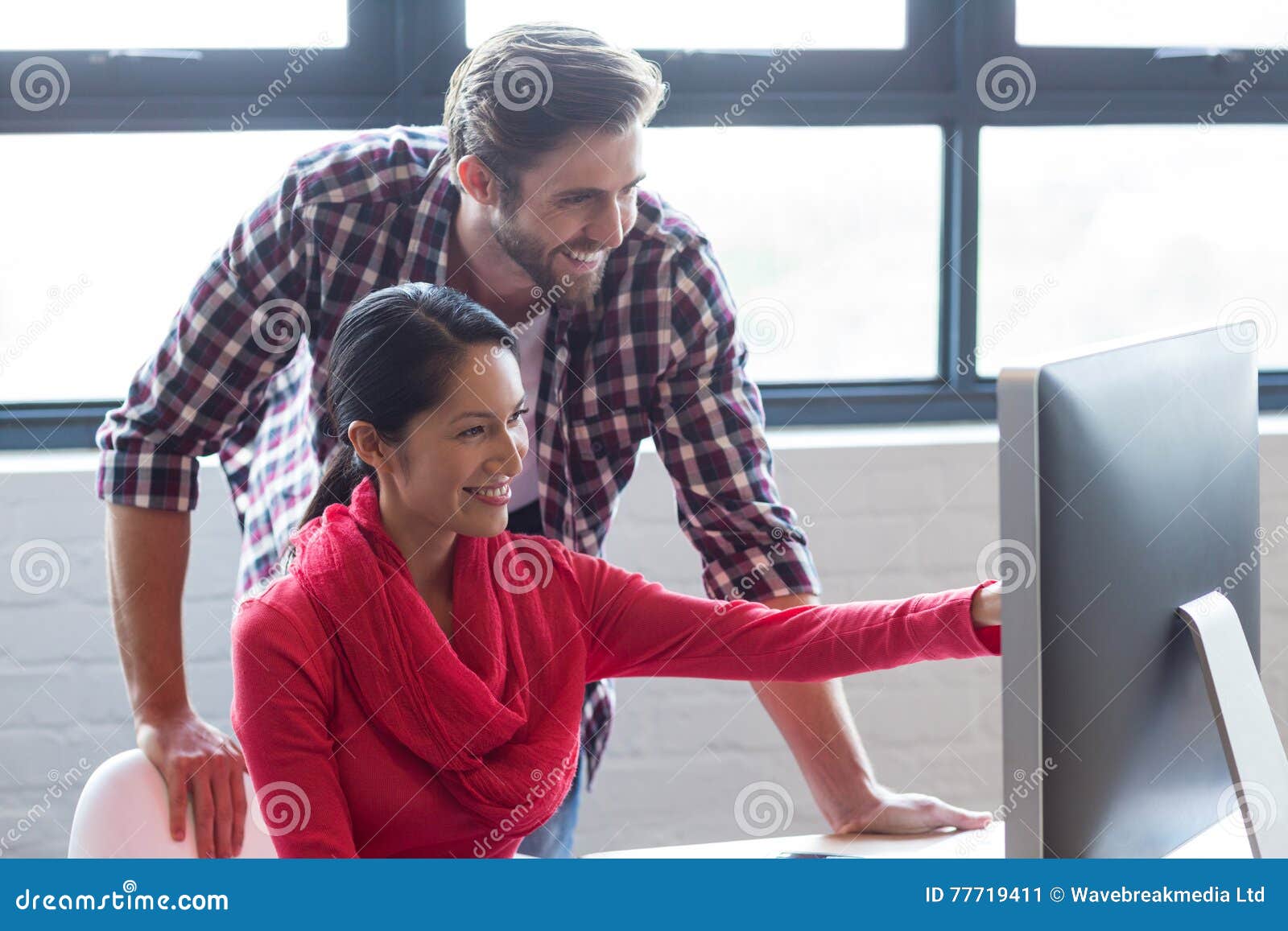 Happy Colleagues Working in Office Stock Image - Image of occupation ...