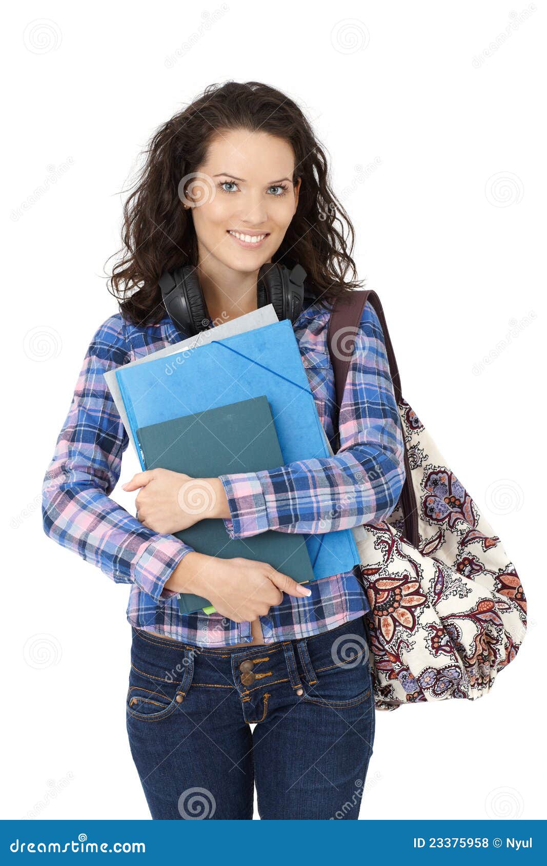 Happy college student girl stock photo. Image of attractive - 23375958