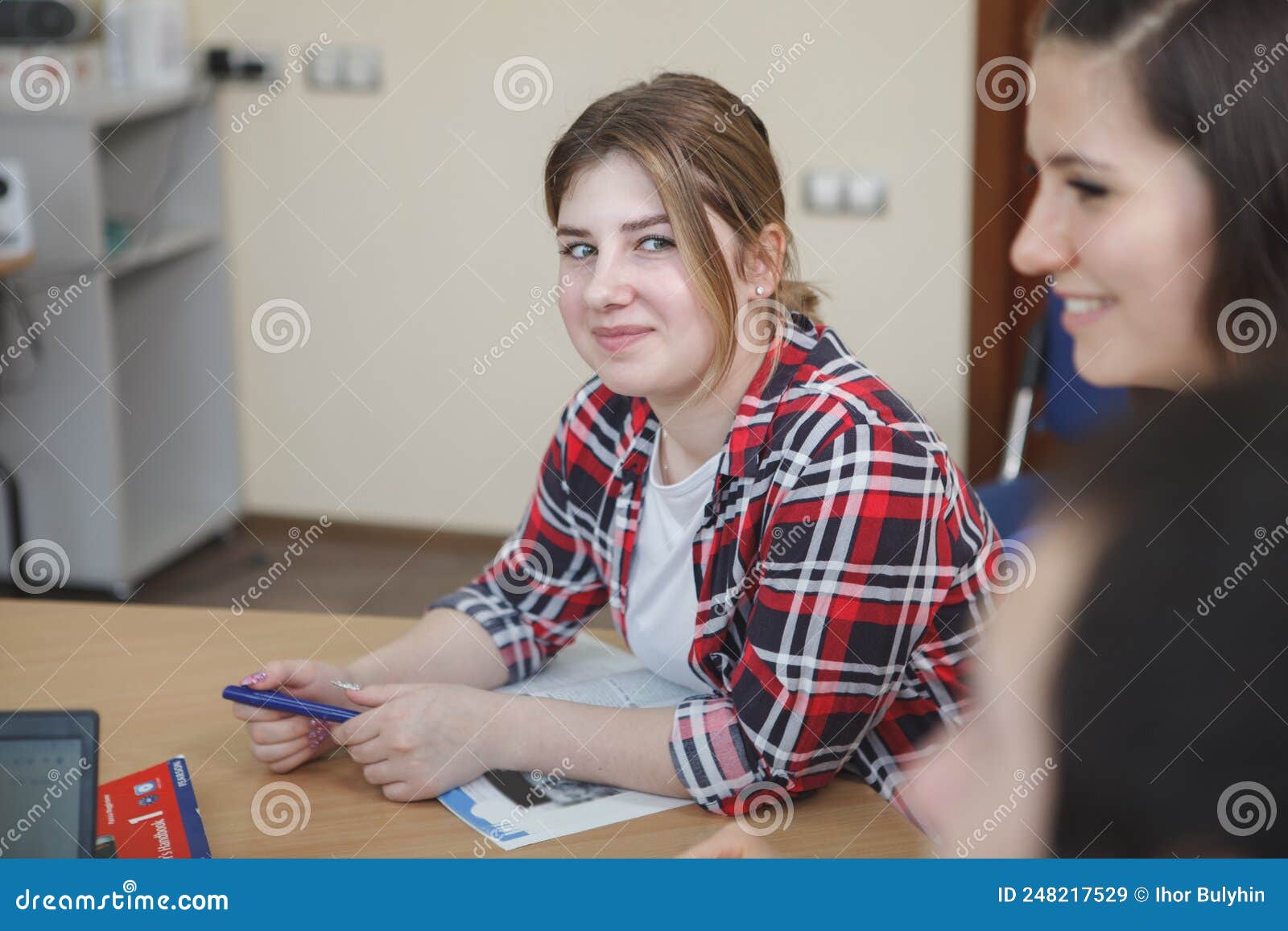 Happy College Students Talking in Class Stock Image - Image of learning ...