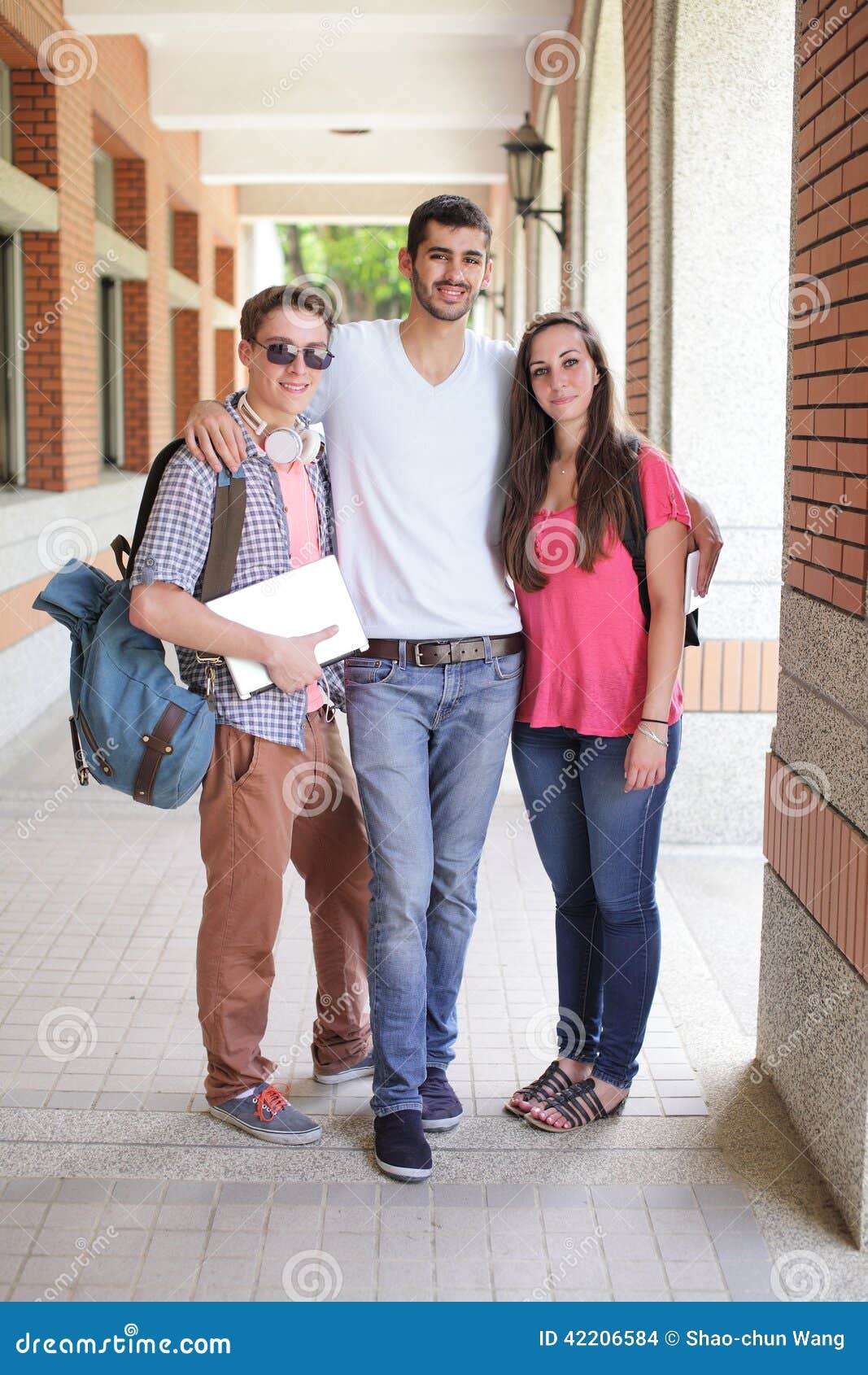 Happy College Students Using Computer Stock Photo - Image of ...