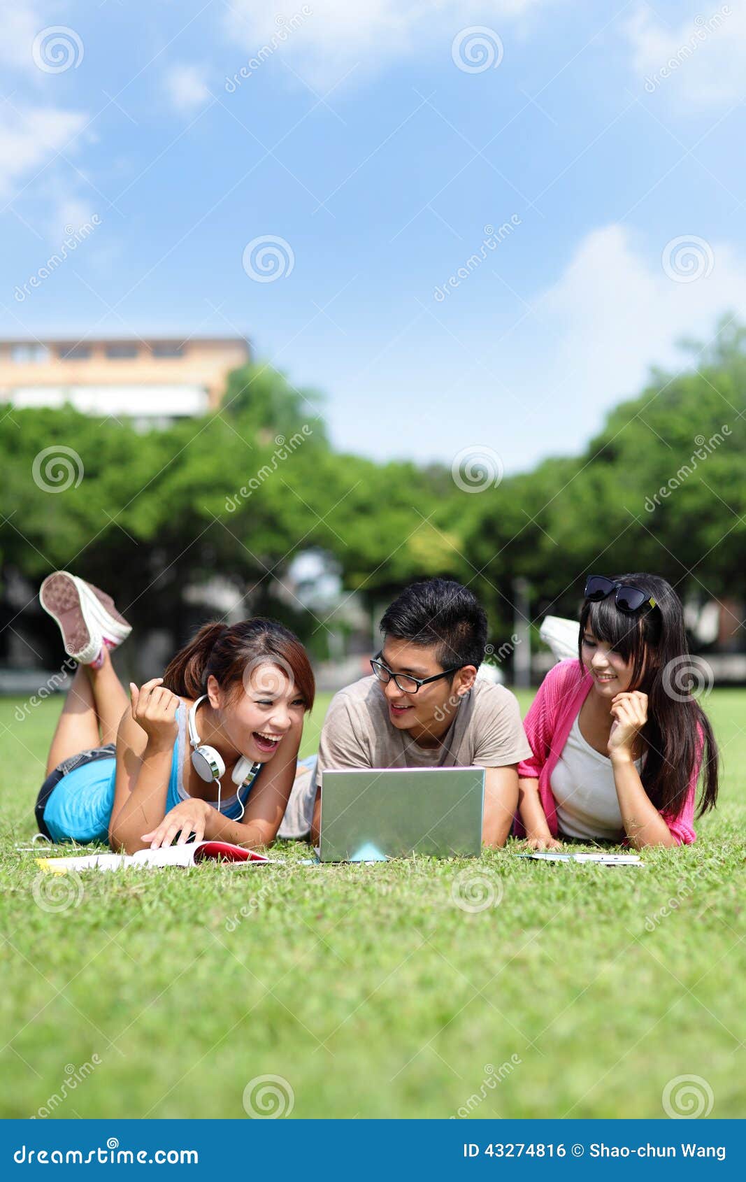 Happy College Students Using Computer Stock Photo - Image of education ...