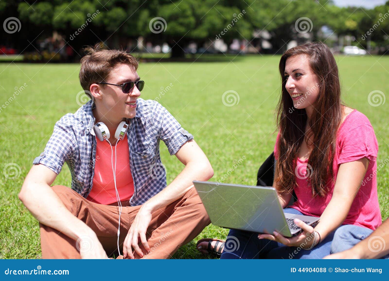 Happy College Students Using Computer Stock Photo - Image of ...