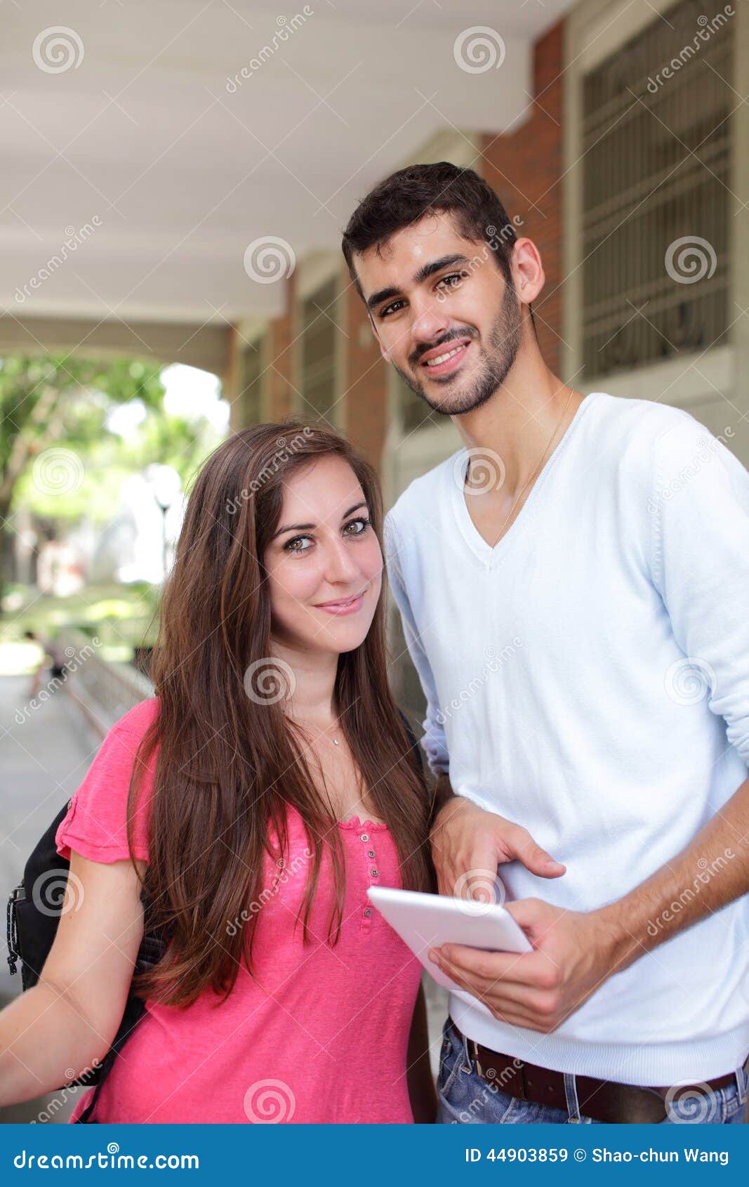 Happy College Students Using Computer Stock Image - Image of ...