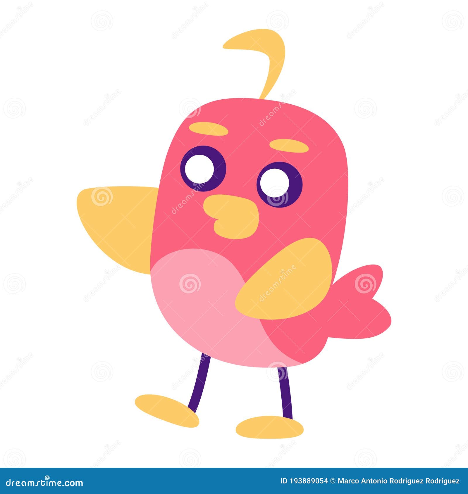 Happy colored bird cartoon stock vector. Illustration of nature - 193889054