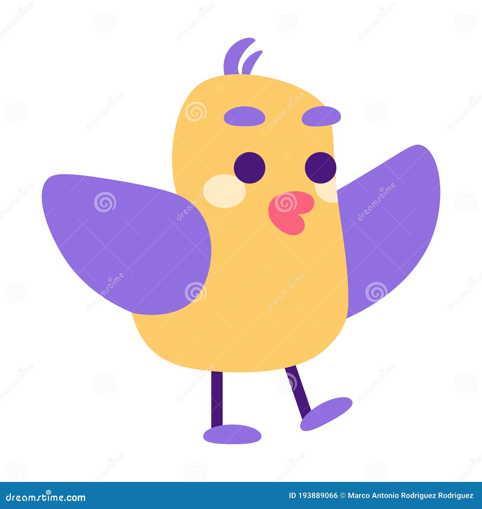 Happy colored bird cartoon stock vector. Illustration of beak - 193889066