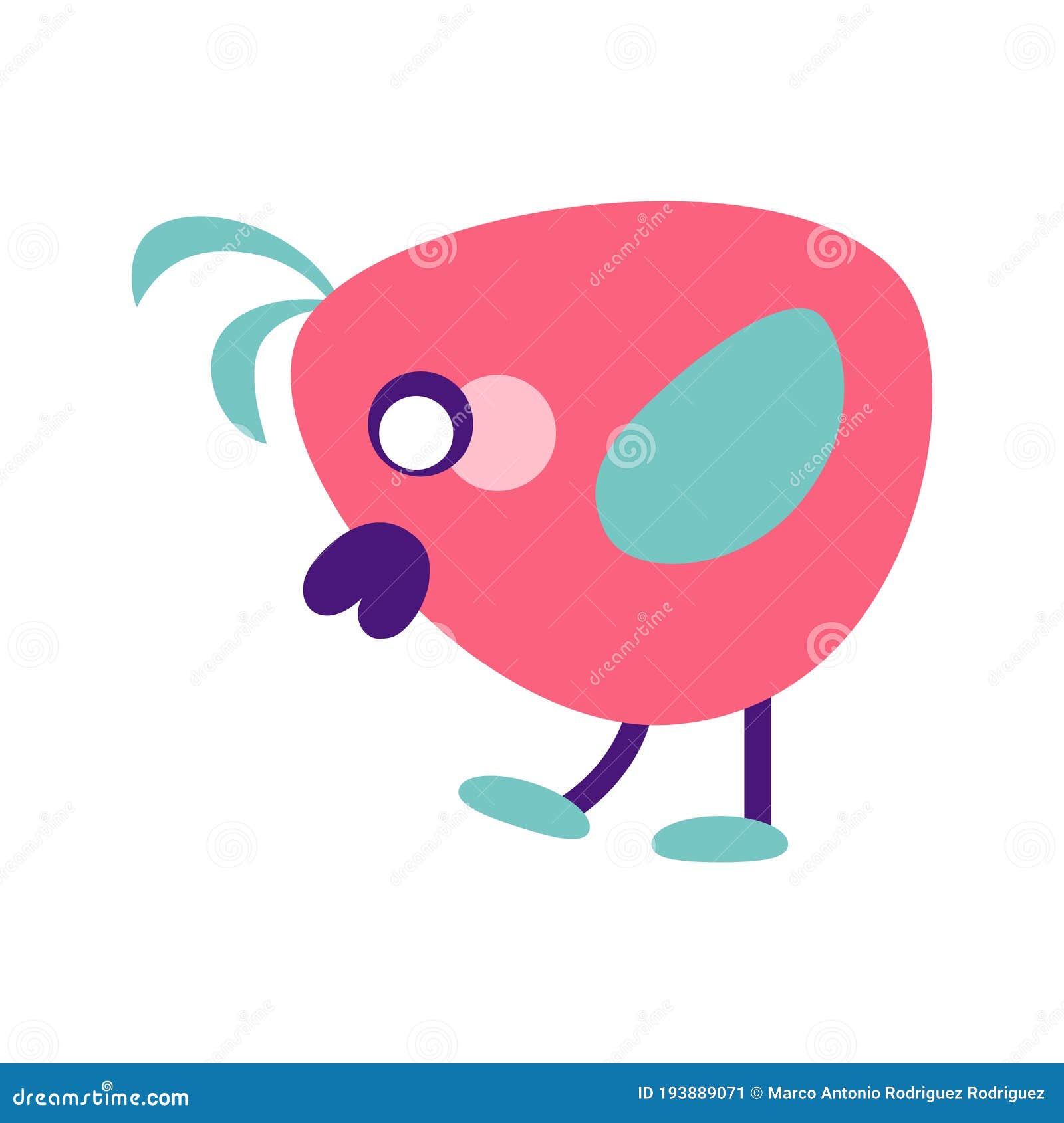 Happy colored bird cartoon stock vector. Illustration of nature - 193889071