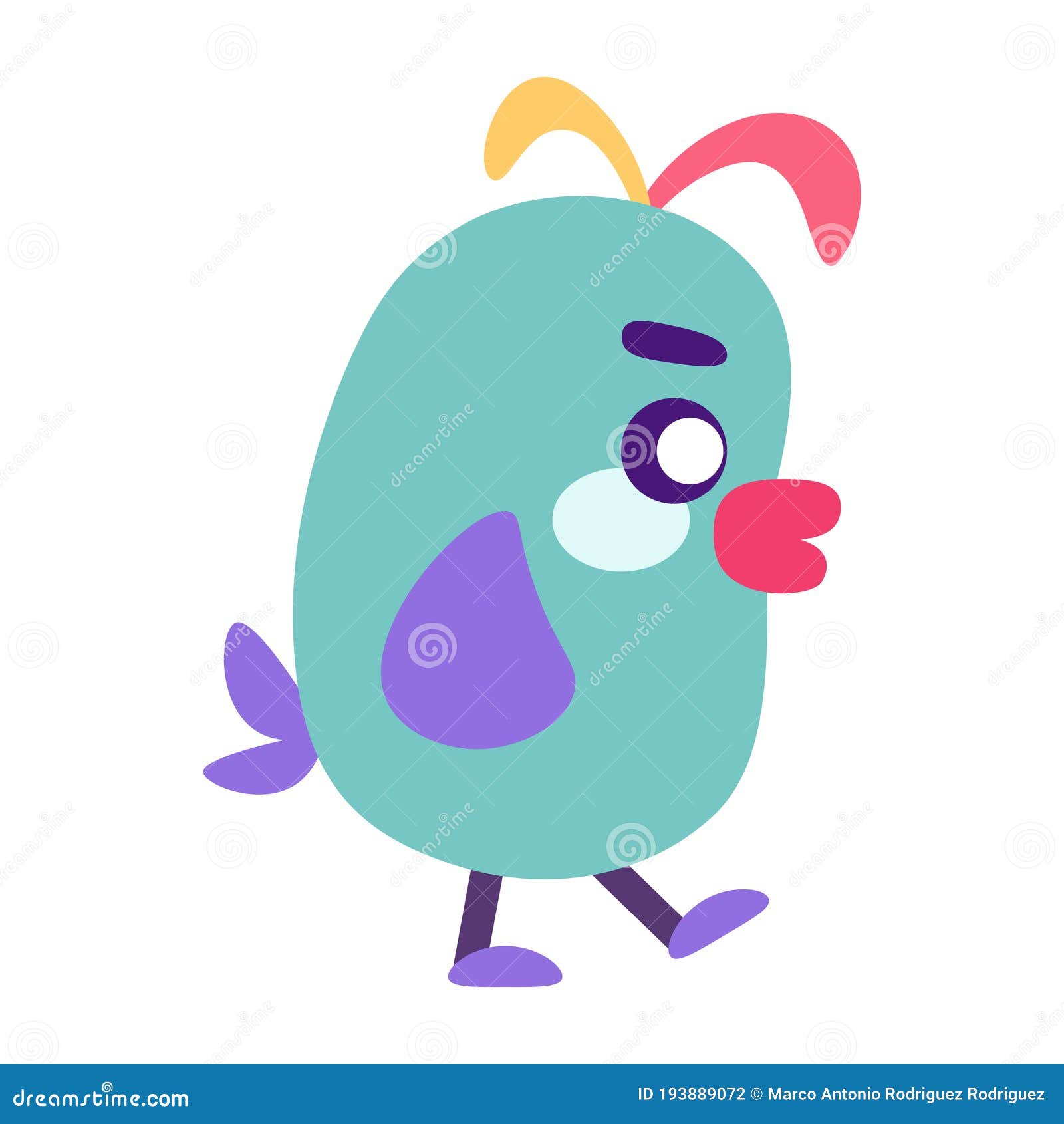 Happy colored bird cartoon stock vector. Illustration of blue - 193889072