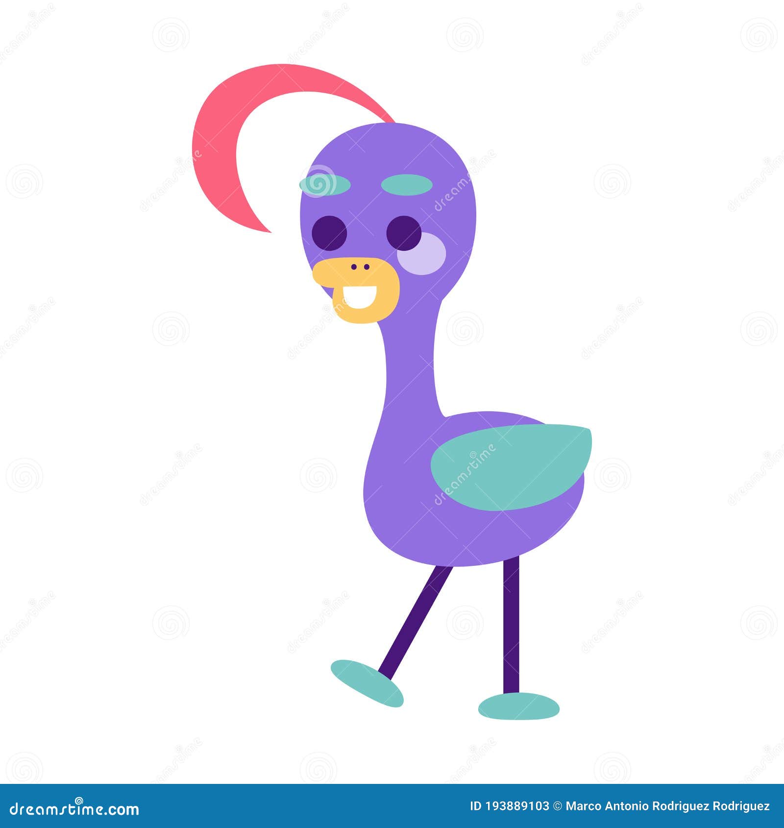 Happy colored bird cartoon stock vector. Illustration of happy - 193889103