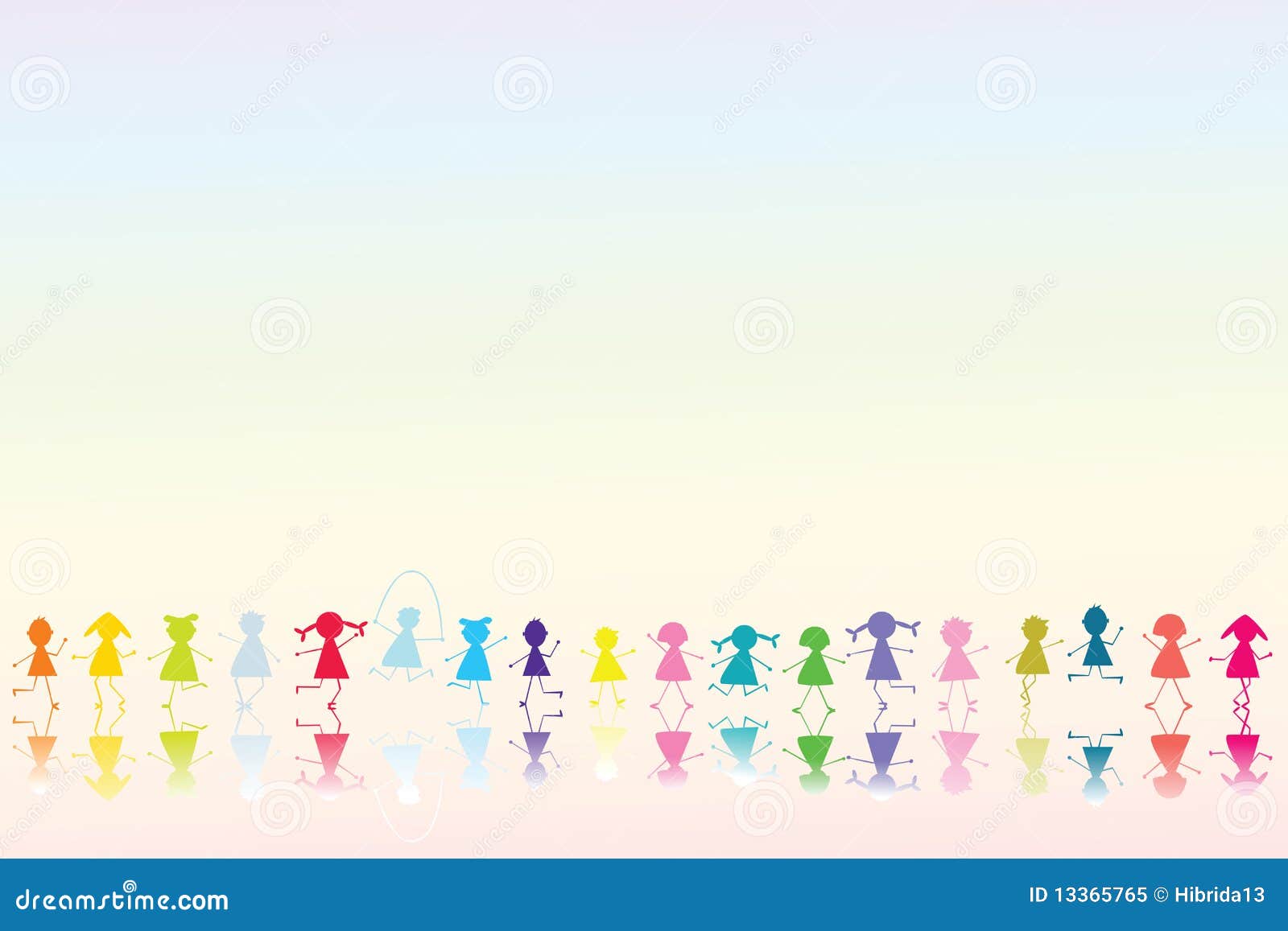 Happy Colored children stock illustration. Illustration of cute - 13365765