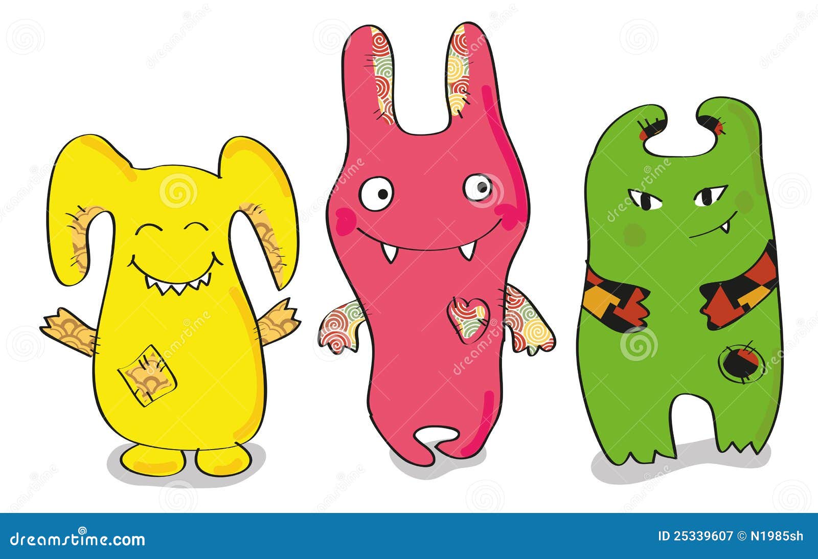 Happy-colored monsters stock vector. Illustration of paws - 25339607