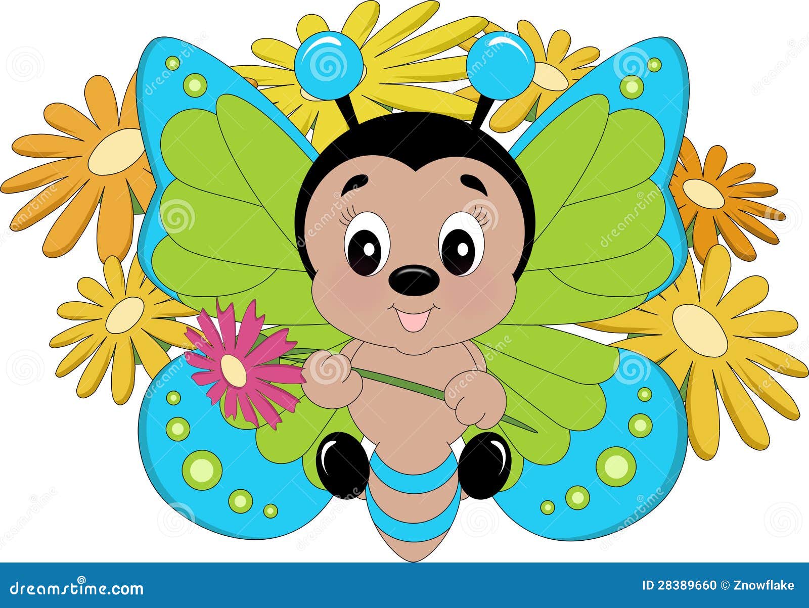 Happy Colorful butterfly stock illustration. Illustration of happy ...