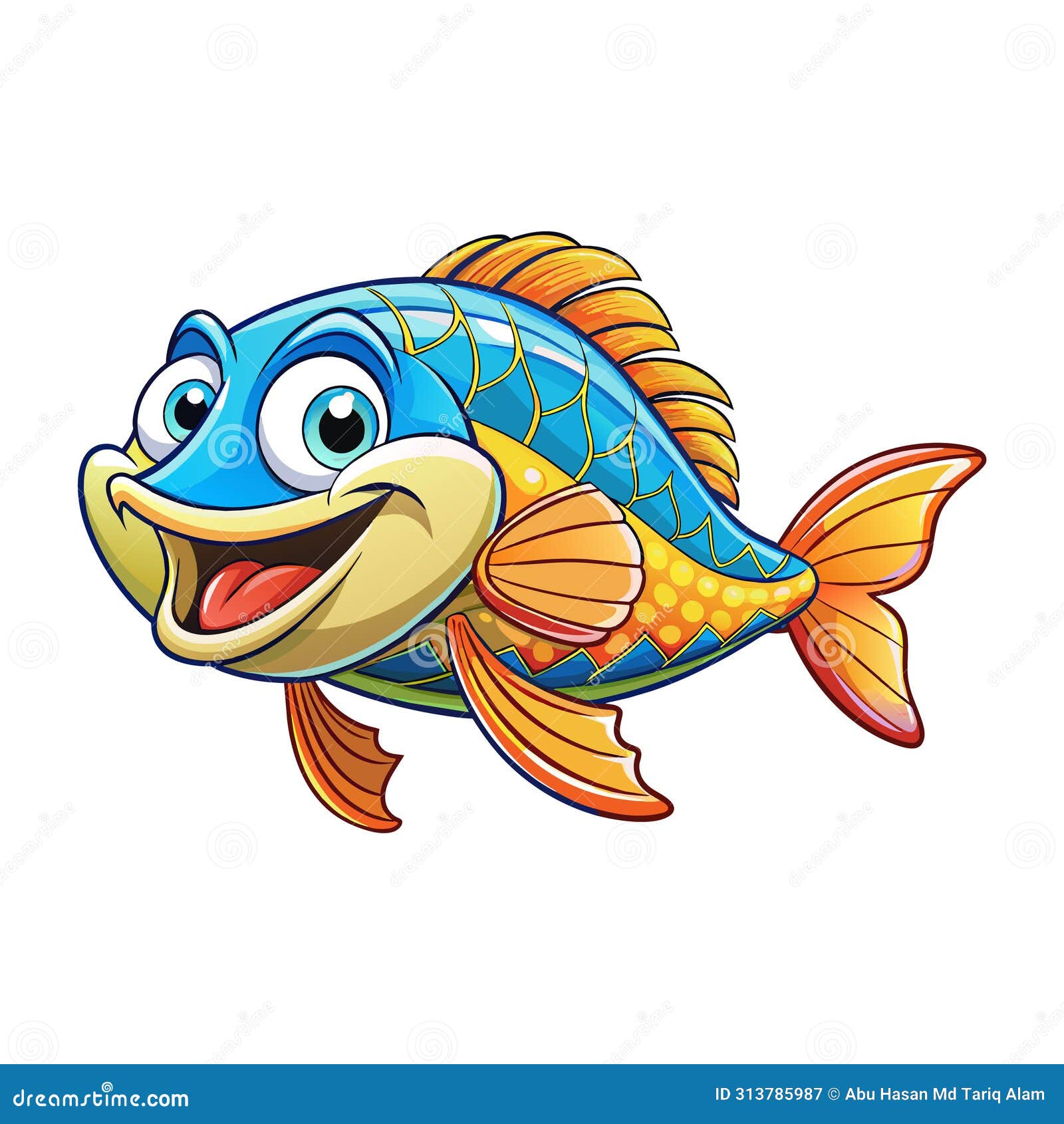 A Happy Colorful Fish Smiling on White Background Stock Vector ...
