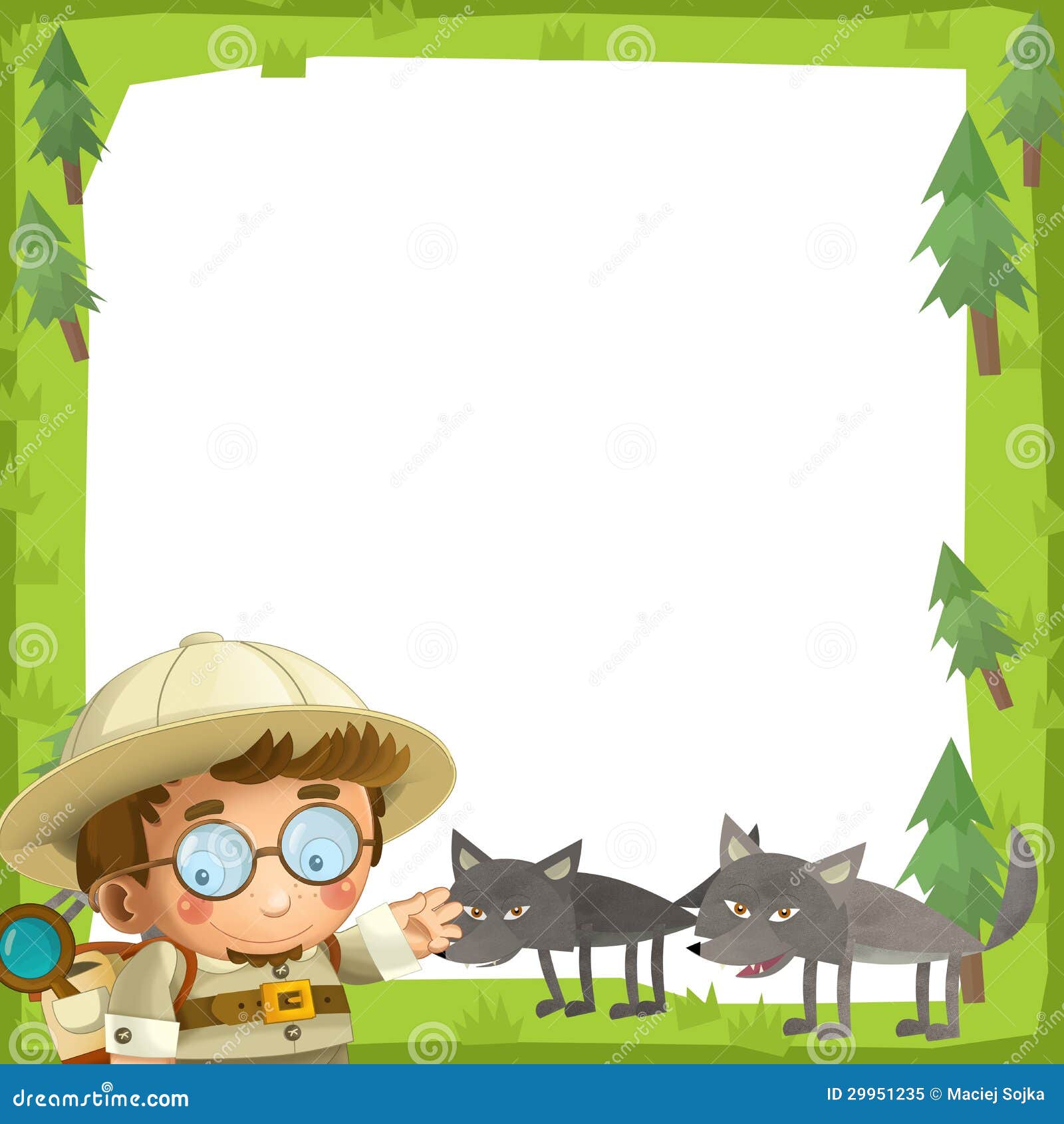 The Nature Frame - Wood - Illustration for the Children Stock ...