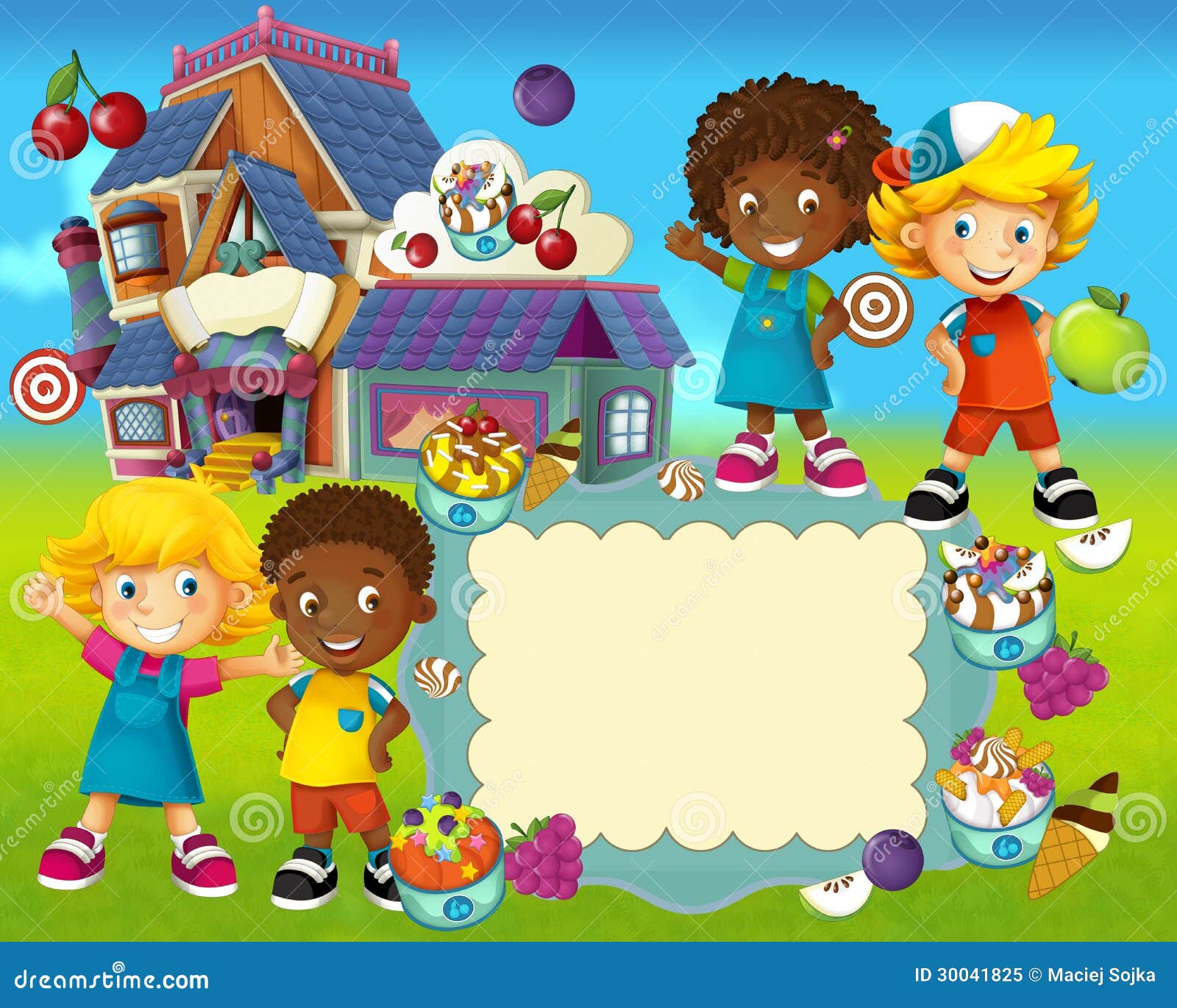The Group of Happy Preschool Kids - Colorful Illustration for the ...