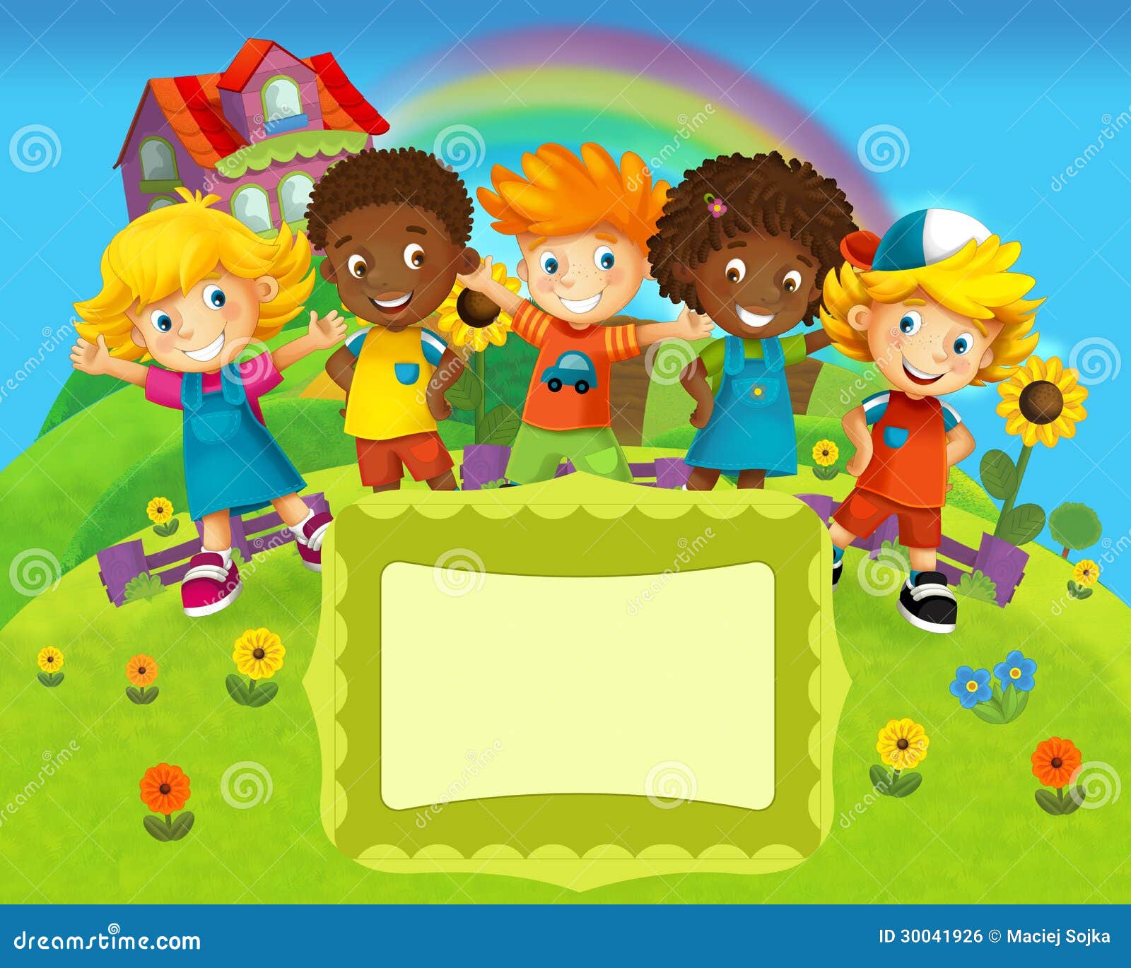 The Group of Happy Preschool Kids - Colorful Illustration for the ...