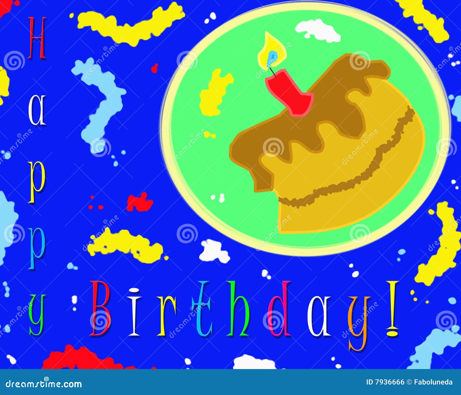 Happy Coloured Birthday_Blue Stock Illustration - Illustration of cake ...