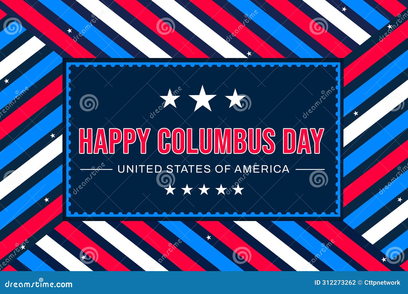Happy Columbus Day Backdrop with Blue Rectangle Shapes and Typography ...