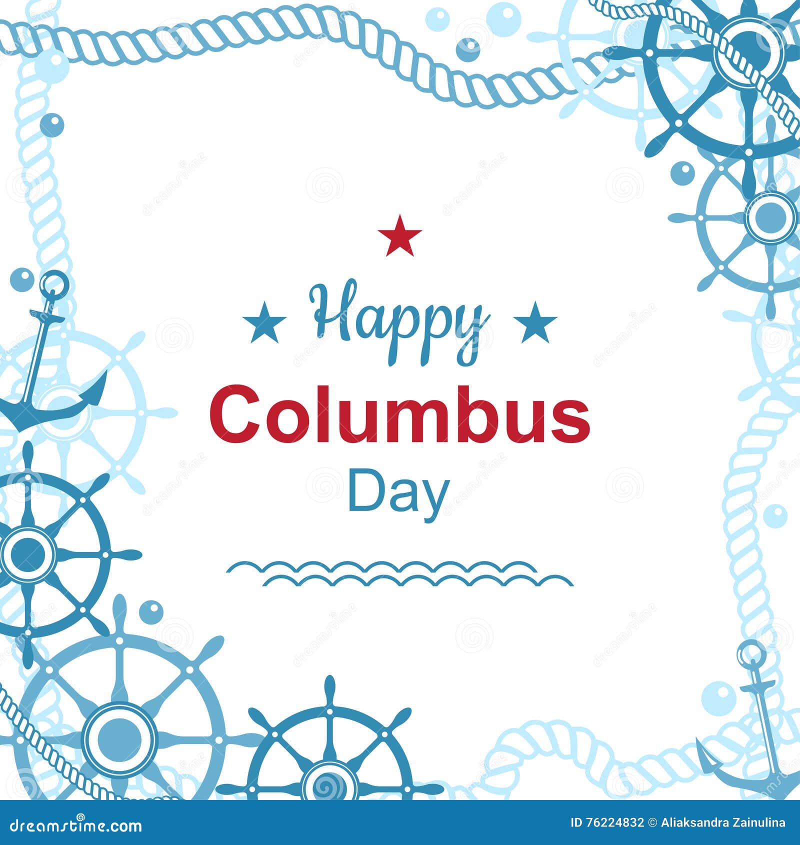 Columbus Day Poster With Map And Helm Symbol, Lettering Text Logo ...