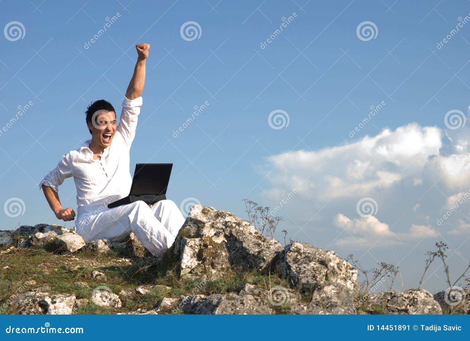 Happy communication stock image. Image of blue, sitting - 14451891