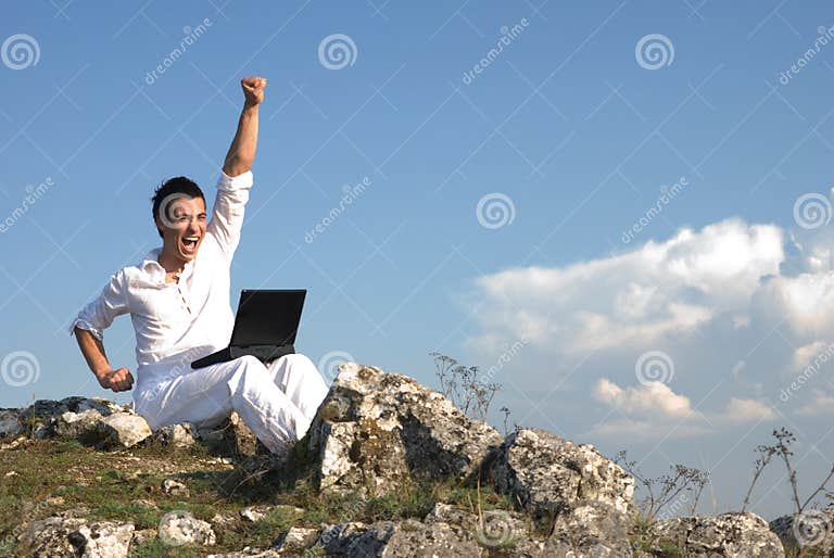 Happy communication stock image. Image of blue, sitting - 14451891