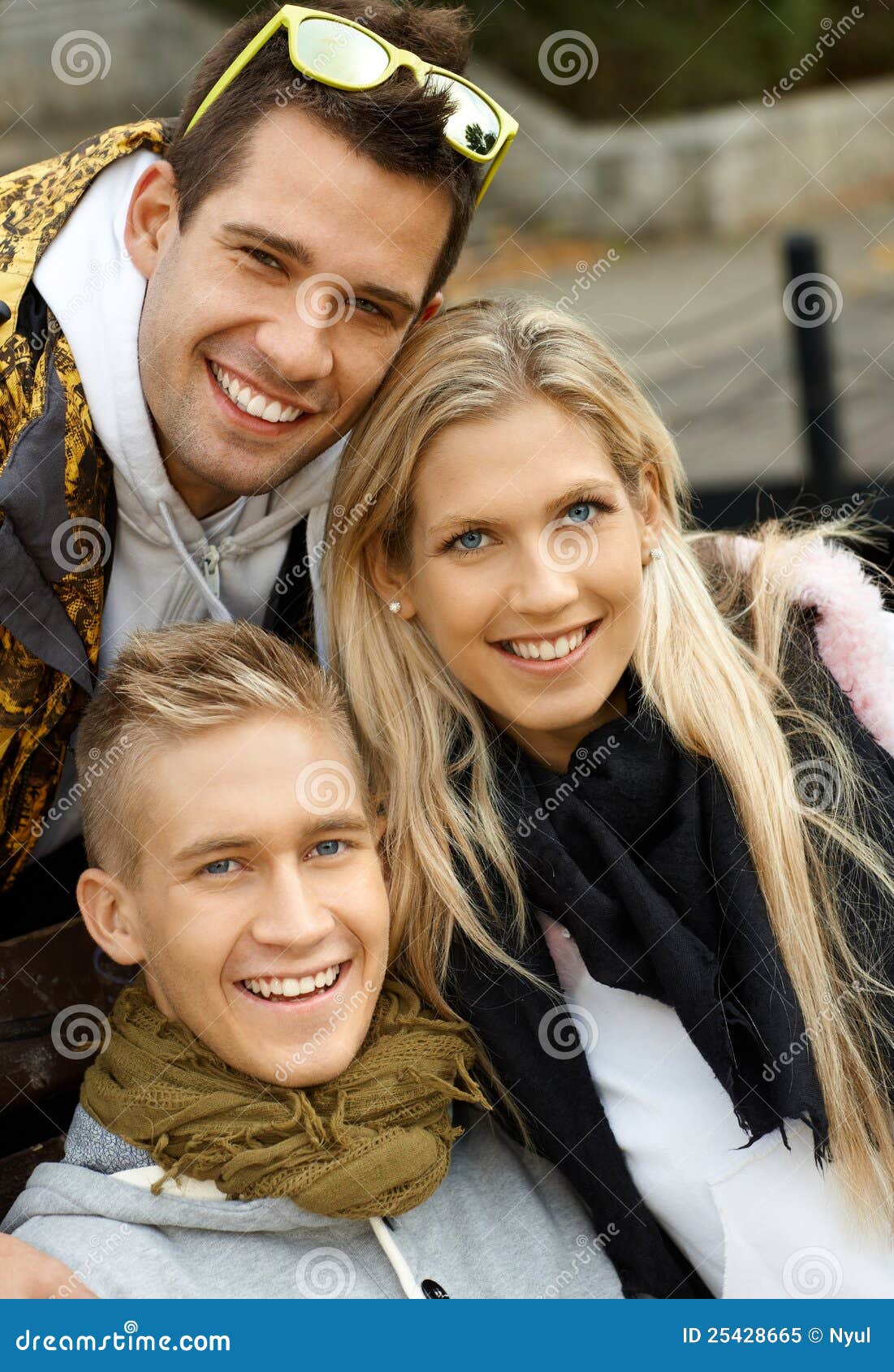 Happy Companionship Outdoors Stock Image - Image of handsome, clothing ...