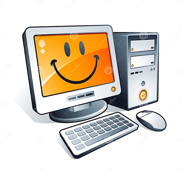 Happy computer stock illustration. Illustration of mouse - 11038636