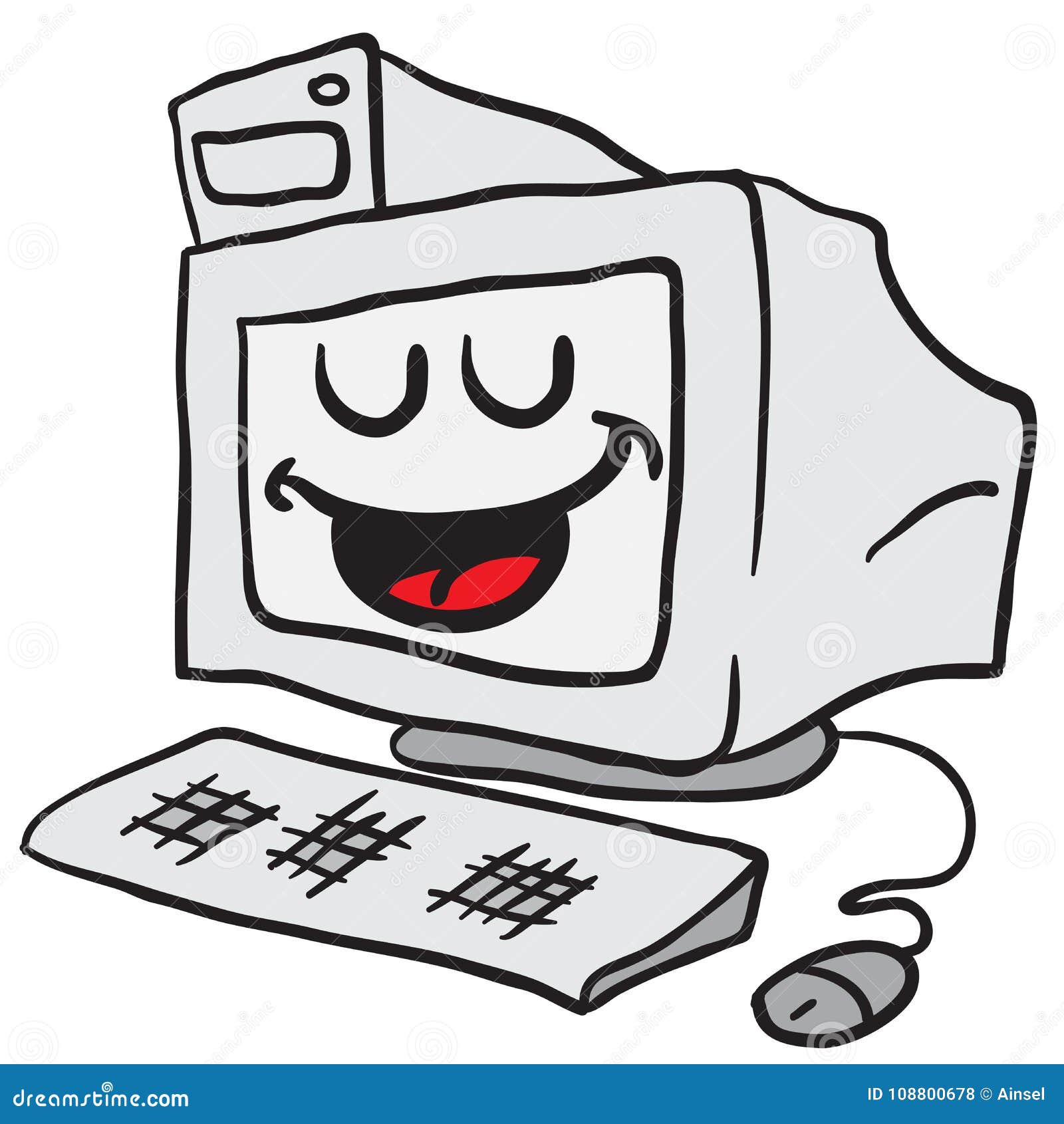 Happy computer stock illustration. Illustration of programming - 108800678