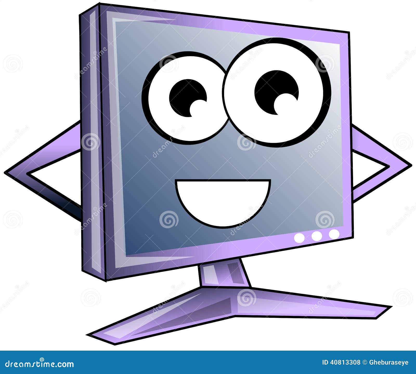 Happy Computer Cartoon in Light Blue Tones Isolated Stock Photo ...