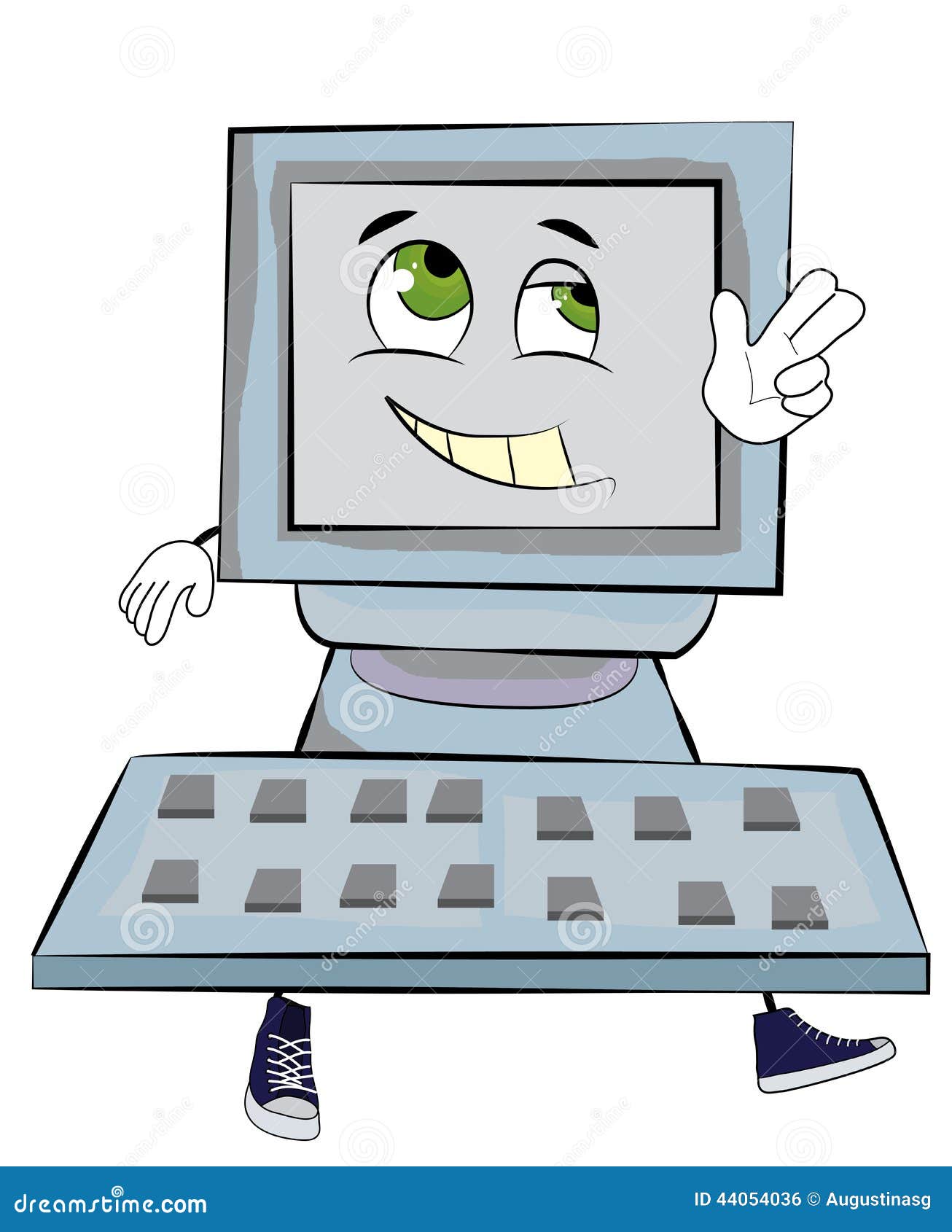 Happy Computer cartoon stock illustration. Illustration of keyboard ...