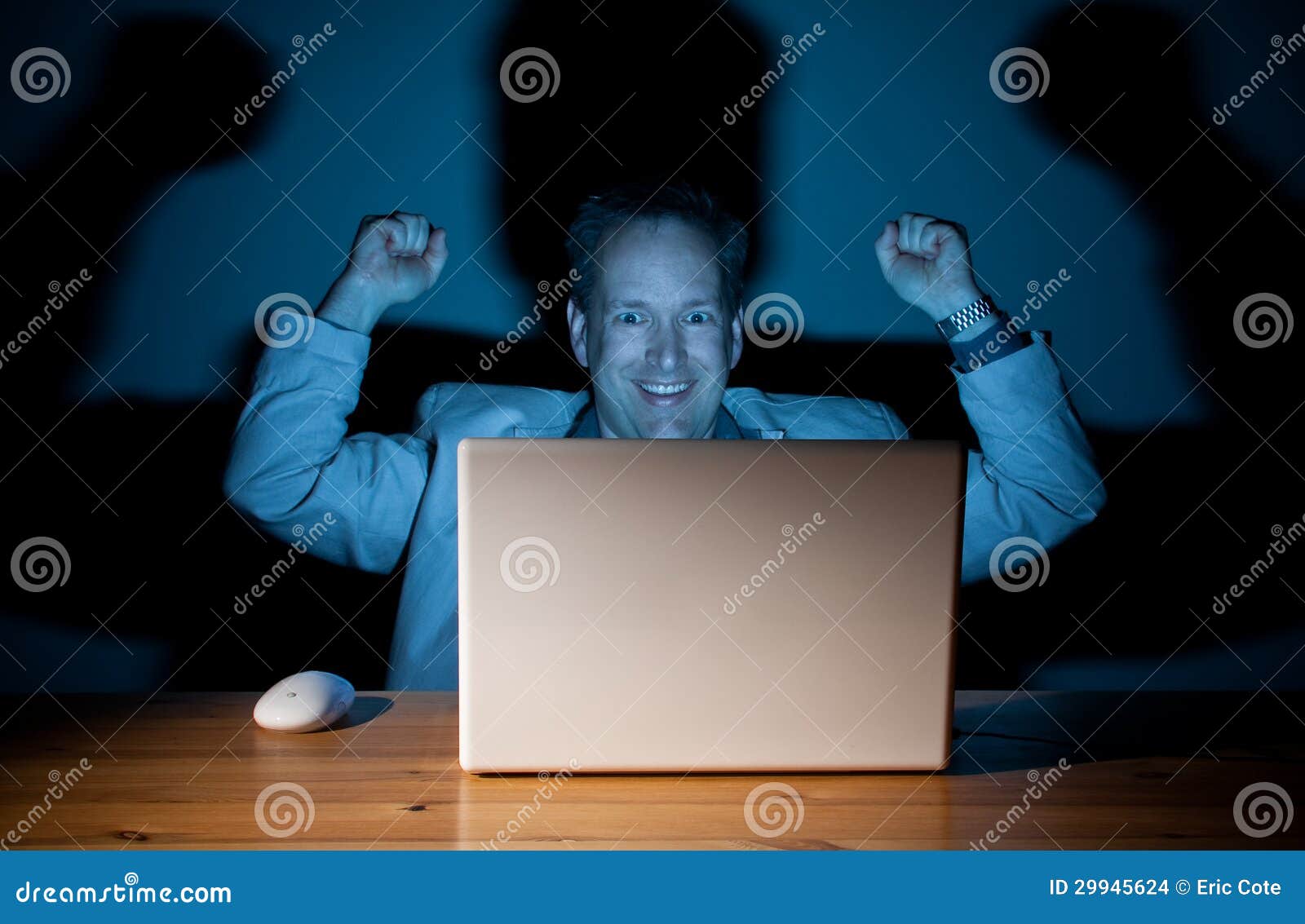 Happy computer guy stock photo. Image of late, work, celebrating - 29945624