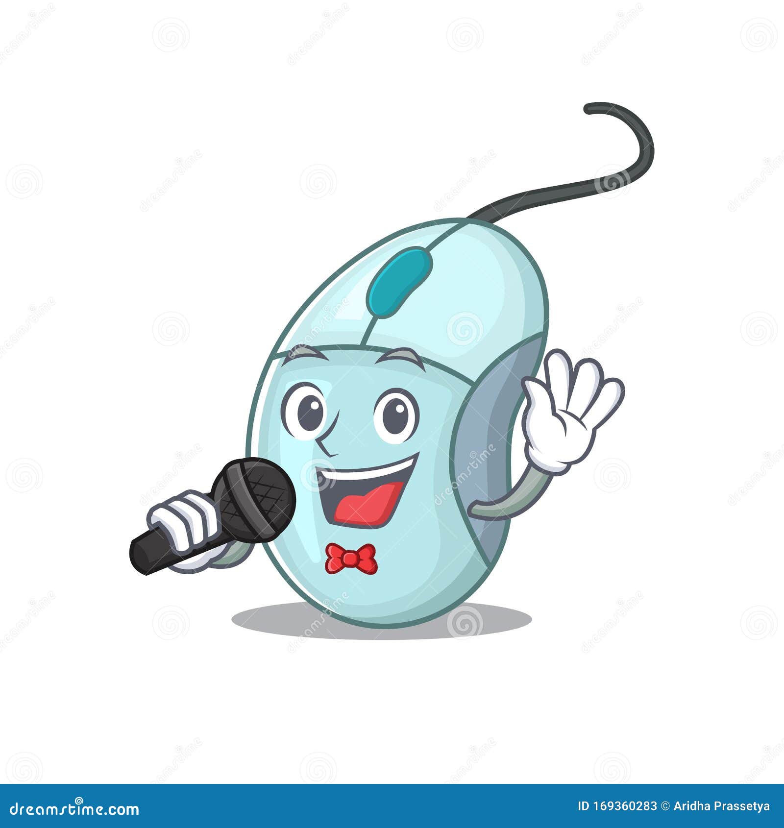 Happy Computer Mouse Singing on a Microphone Stock Vector ...
