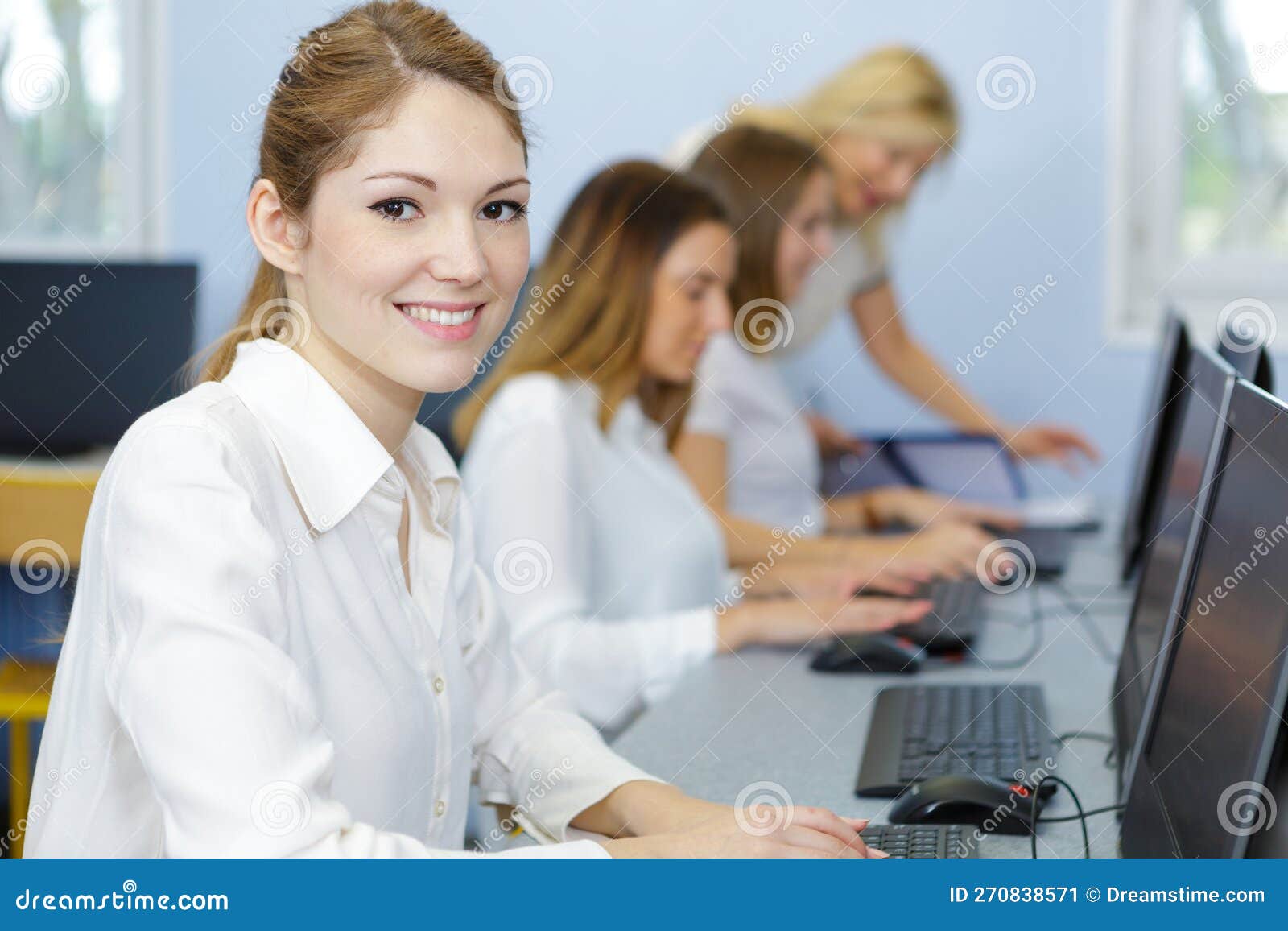 Happy Computer Secretarial Studies Stock Image - Image of women ...