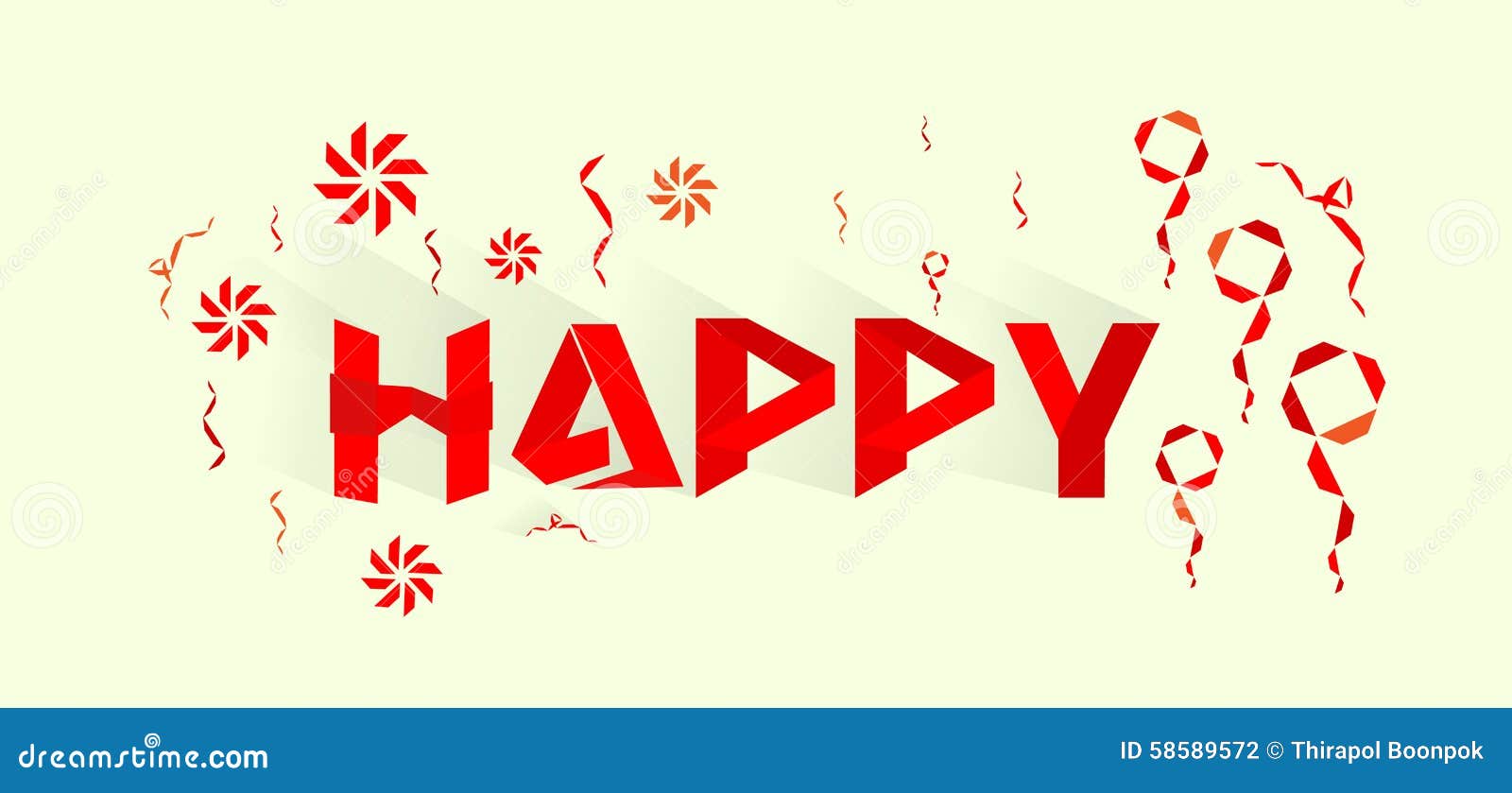 Happy Concept Card Red Shadow Stock Vector - Illustration of decoration ...