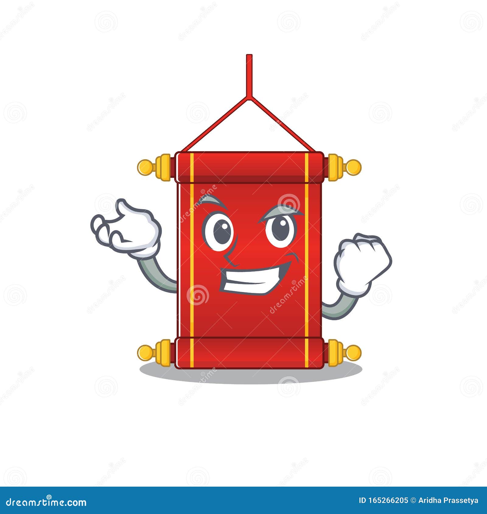 Happy Confident Successful Chinese Scrolls Cartoon Character Style ...