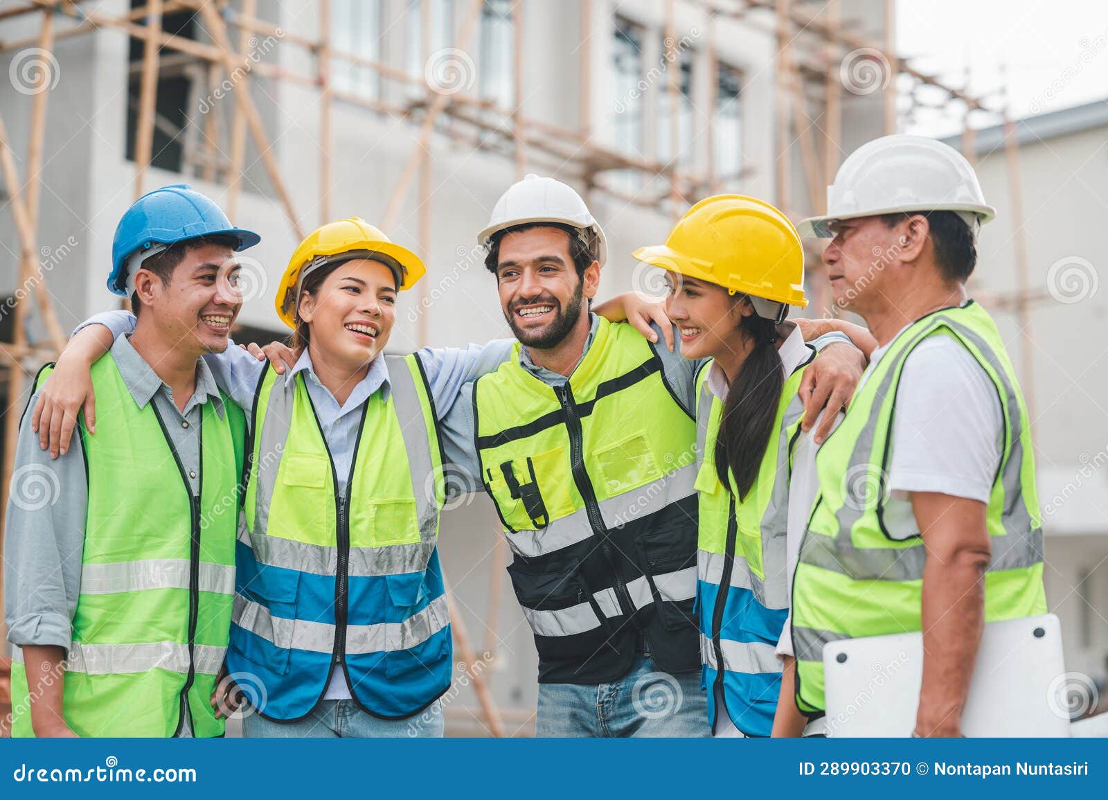 Happy Construction Team Laughing Together Stock Photo - Image of ...