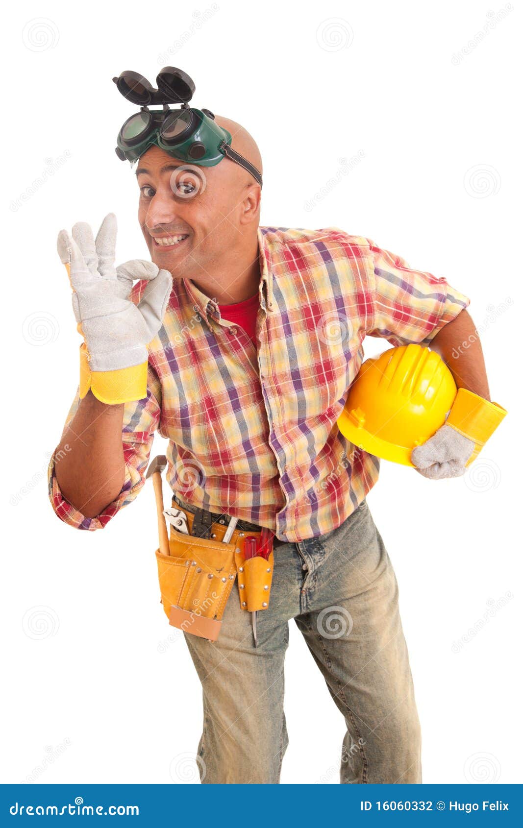 Happy construction worker stock photo. Image of hand - 16060332