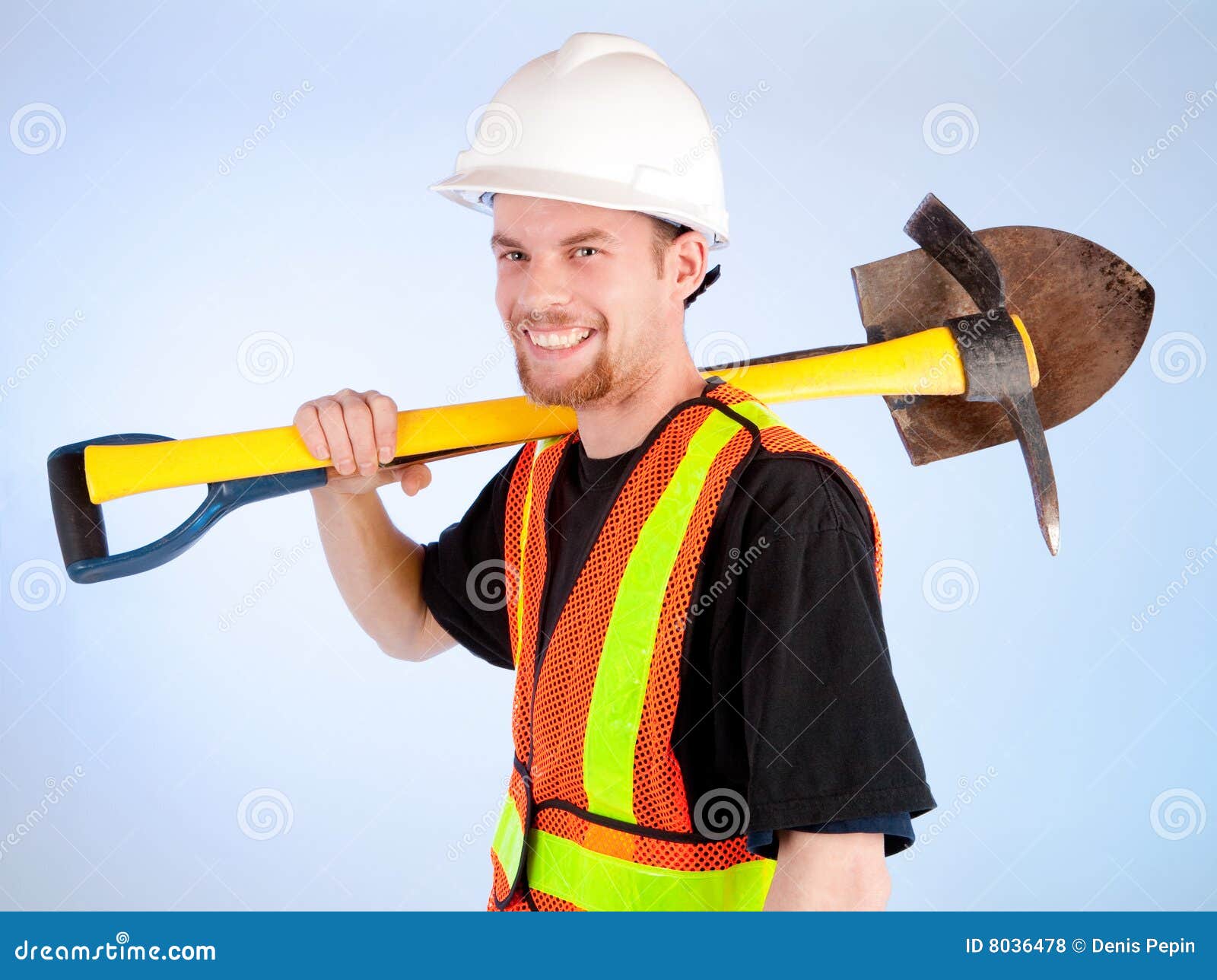 Happy Construction Worker stock photo. Image of pickax - 8036478
