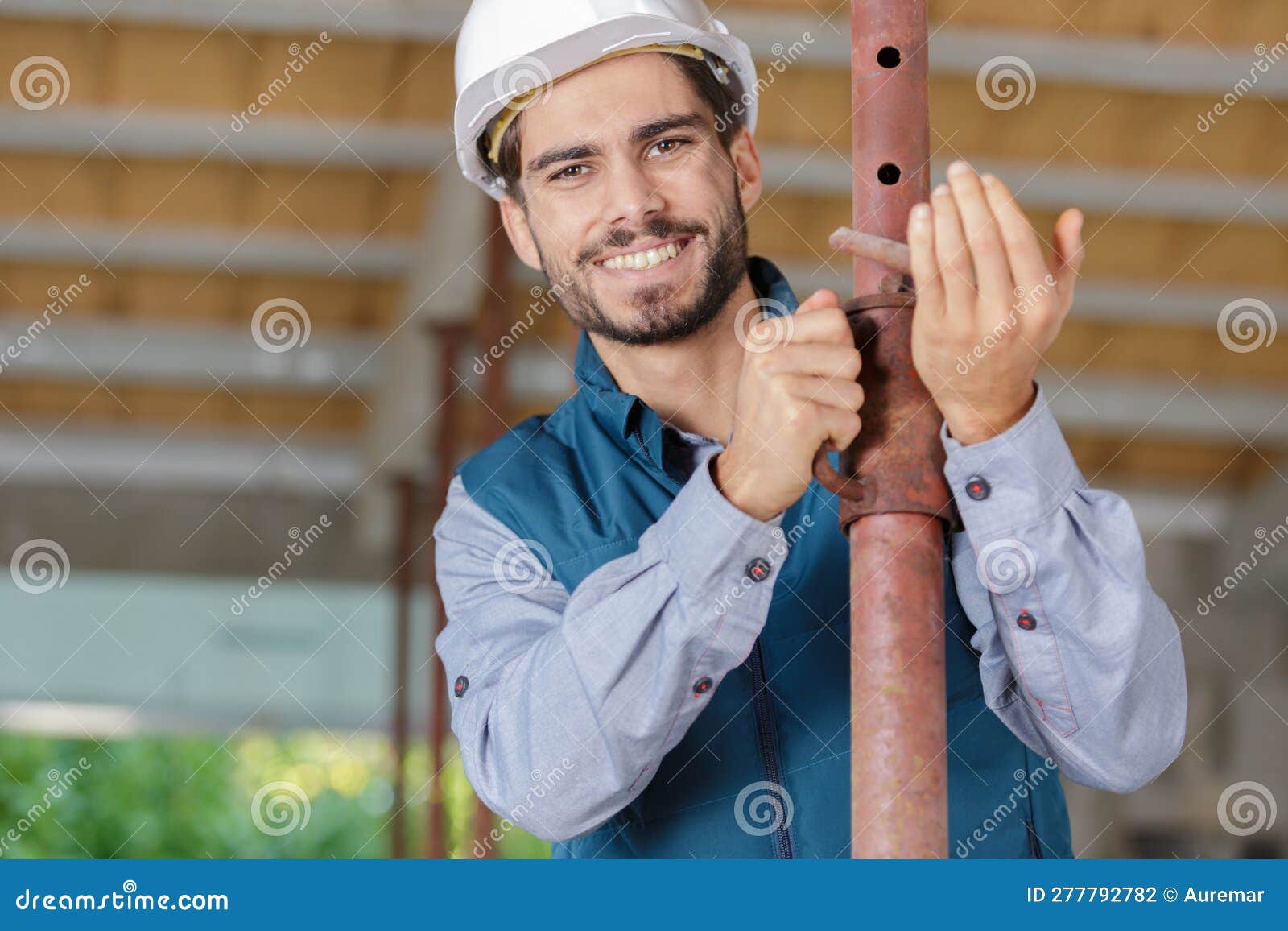 Happy Construction Worker Close Up Stock Photo - Image of work ...